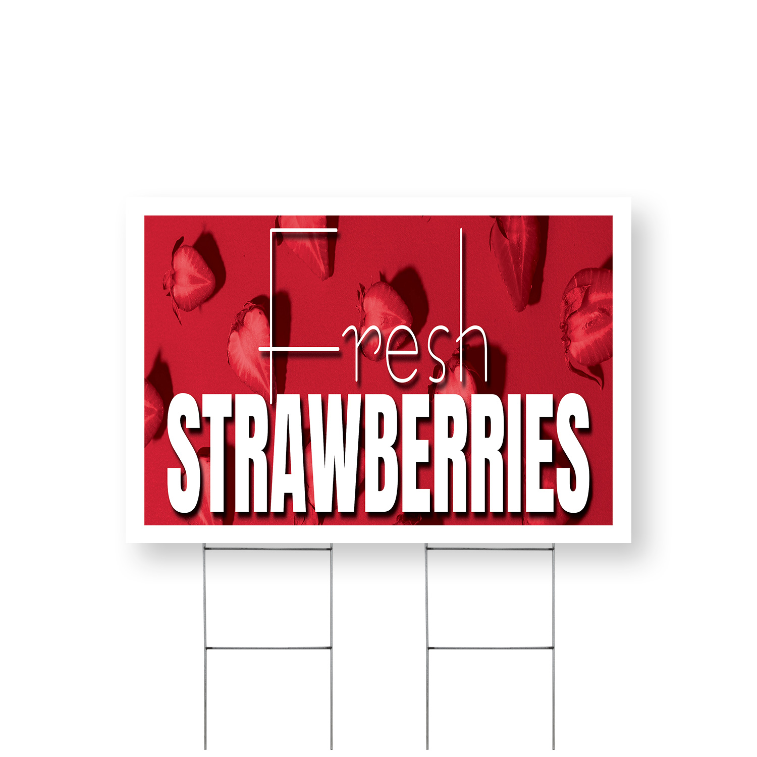 Fresh Strawberries Yard Sign 24 Inch x 36 Inch Double Sided ...