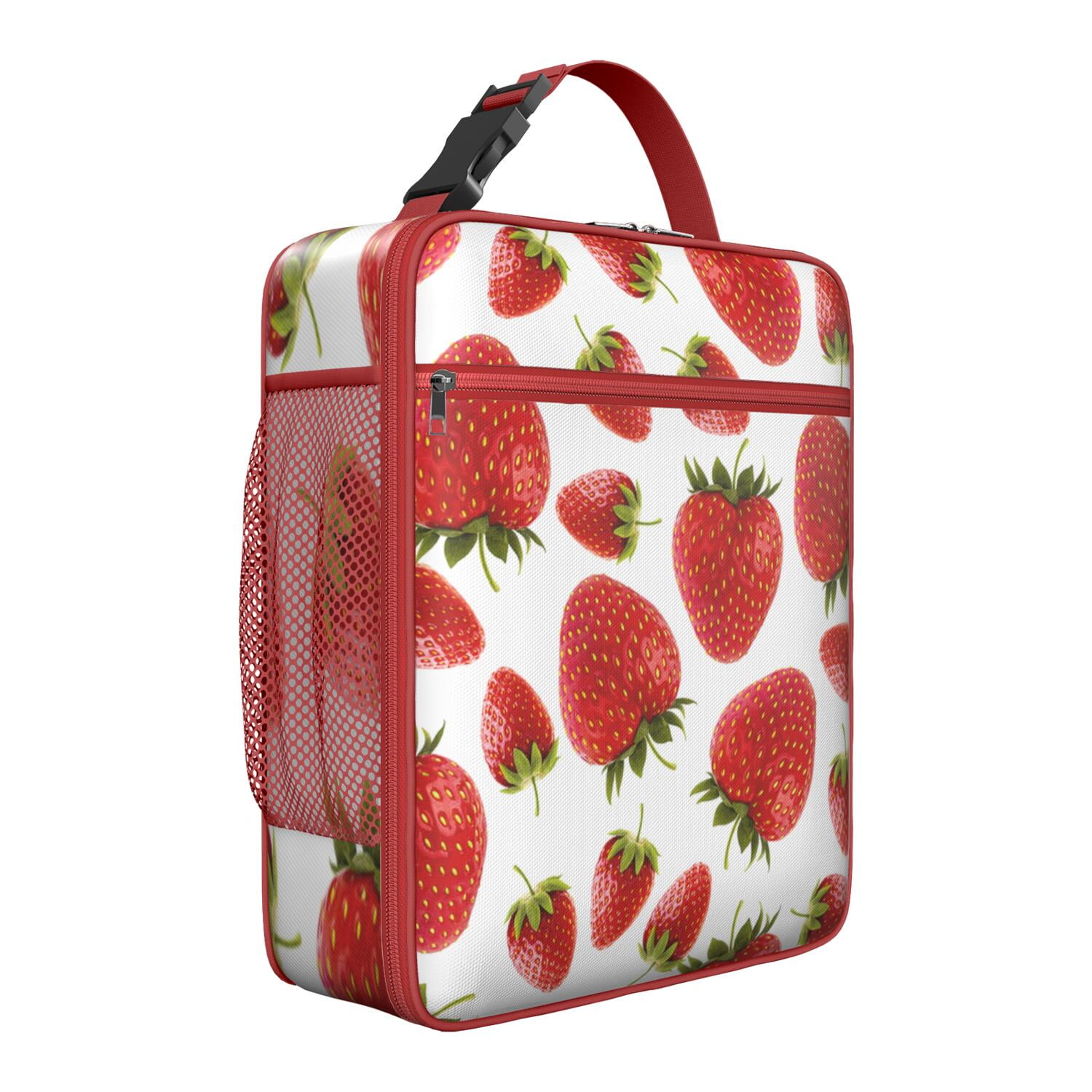 Fresh Strawberry Insulated Lunch Bag – Sweet Red Fruit and Floral Print ...