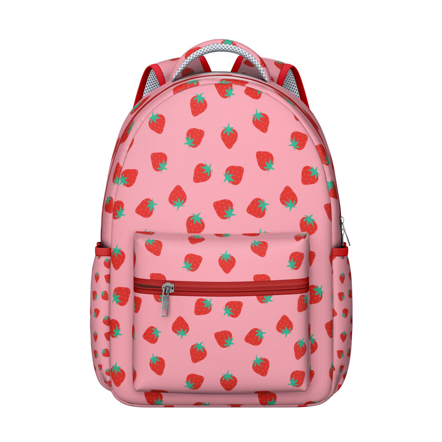 Fresh Strawberry Print Bookbag - Waterproof Ergonomic Backpack with ...