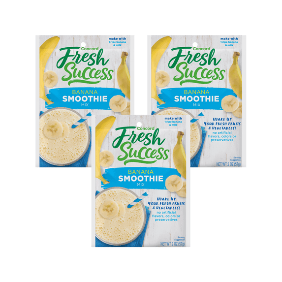 Fresh Success Banana Smoothie Mix, 2 oz Pack of 3, Quick and Easy Drink ...