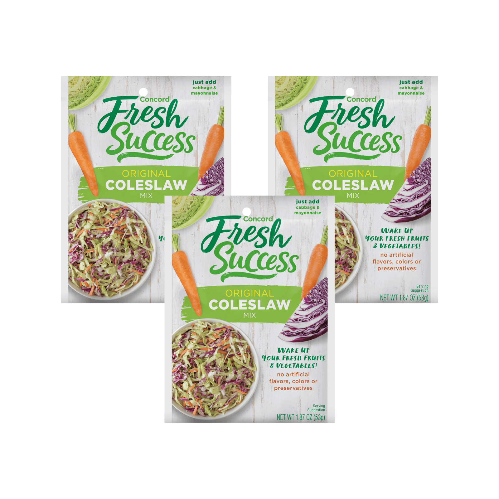 Fresh Success Coleslaw Mix, Tangy Seasoning for Shredded Cabbage, 1.87 ...