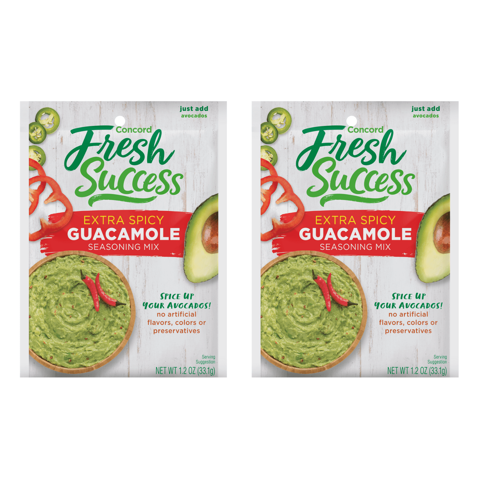 Fresh Success Extra Spicy Guacamole Mix, 1.2 oz, Pack of 2, Just Add ...