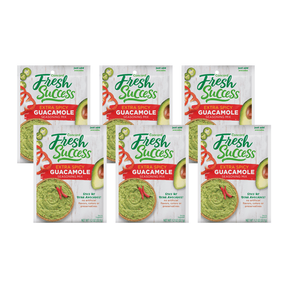 Fresh Success Extra Spicy Guacamole Mix, 1.2 oz Pack of 6, Avocado Dip ...