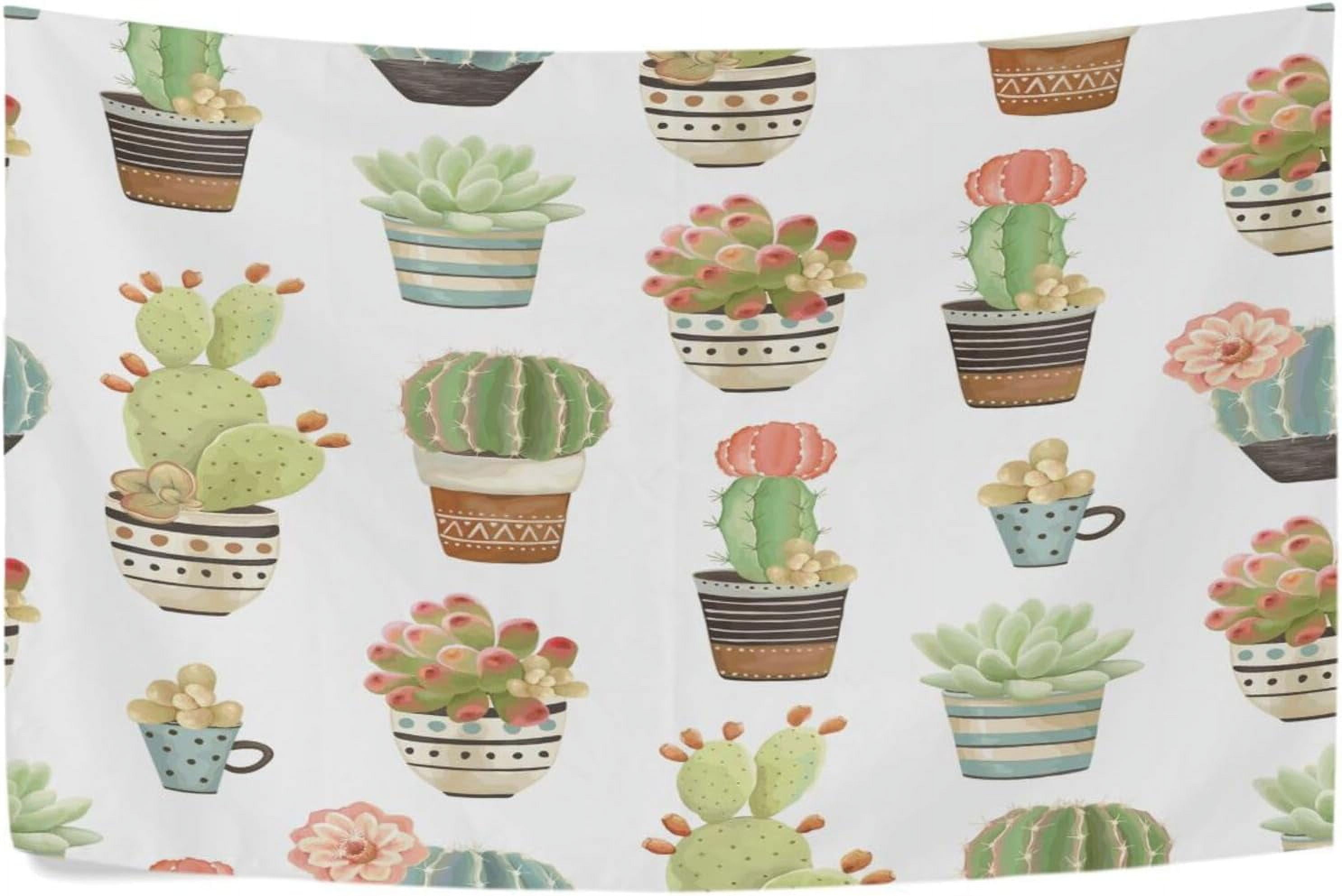 Fresh Succulent Cactus Tapestry Wall Hanging Tapestries Happy Colorful ...