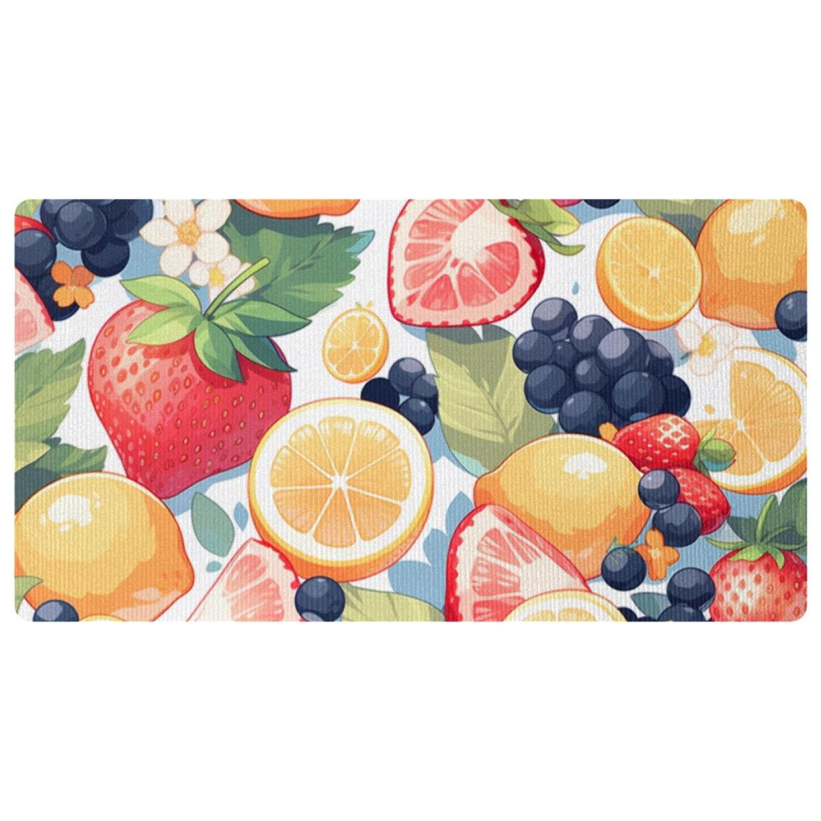 Fresh Summer Fruits Deluxe Kitchen Mats for Floor - Anti Fatigue, Large & Padded, Machine ...