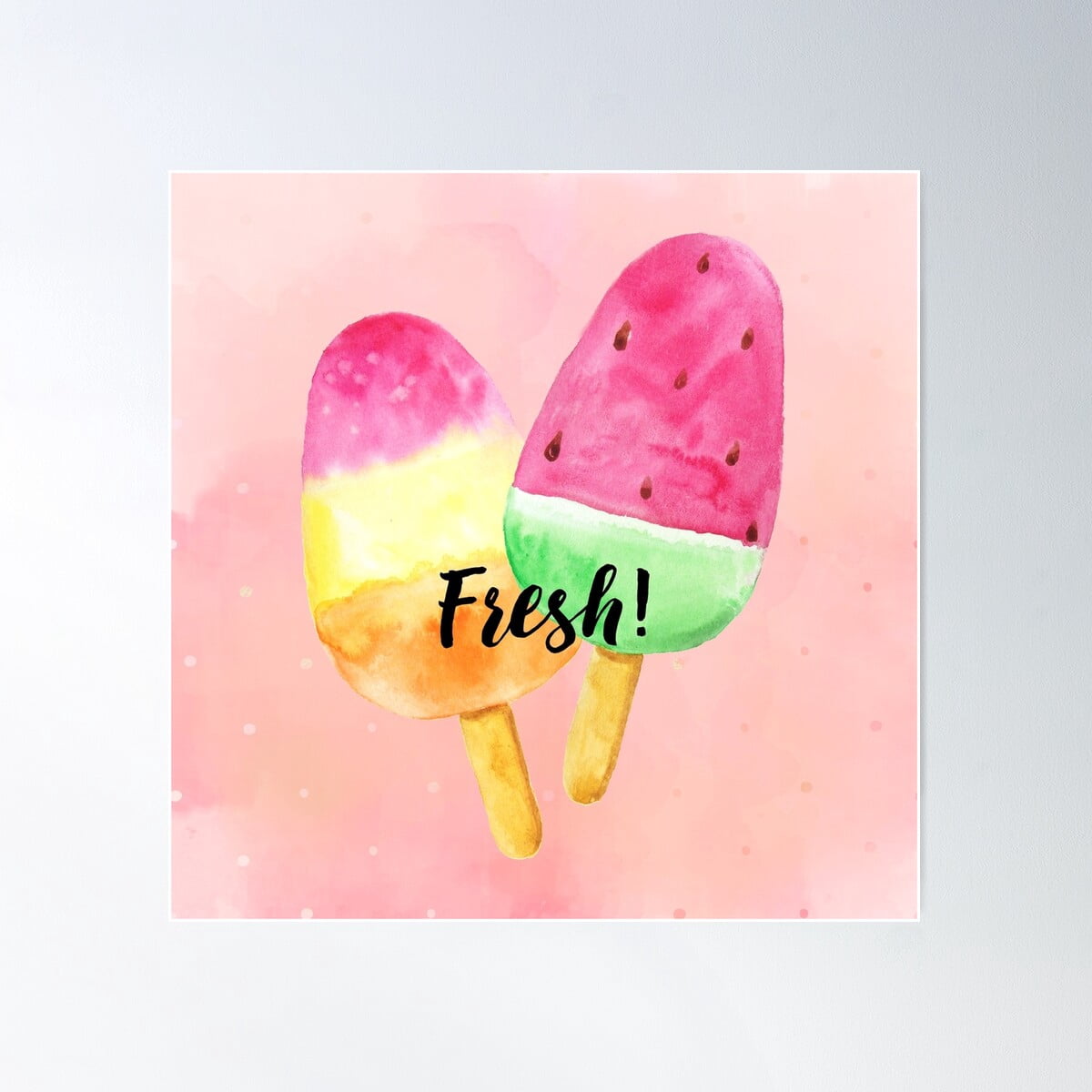 Fresh Summer Refreshing Fruit Popsicles In Watercolor Poster Wall Art ...