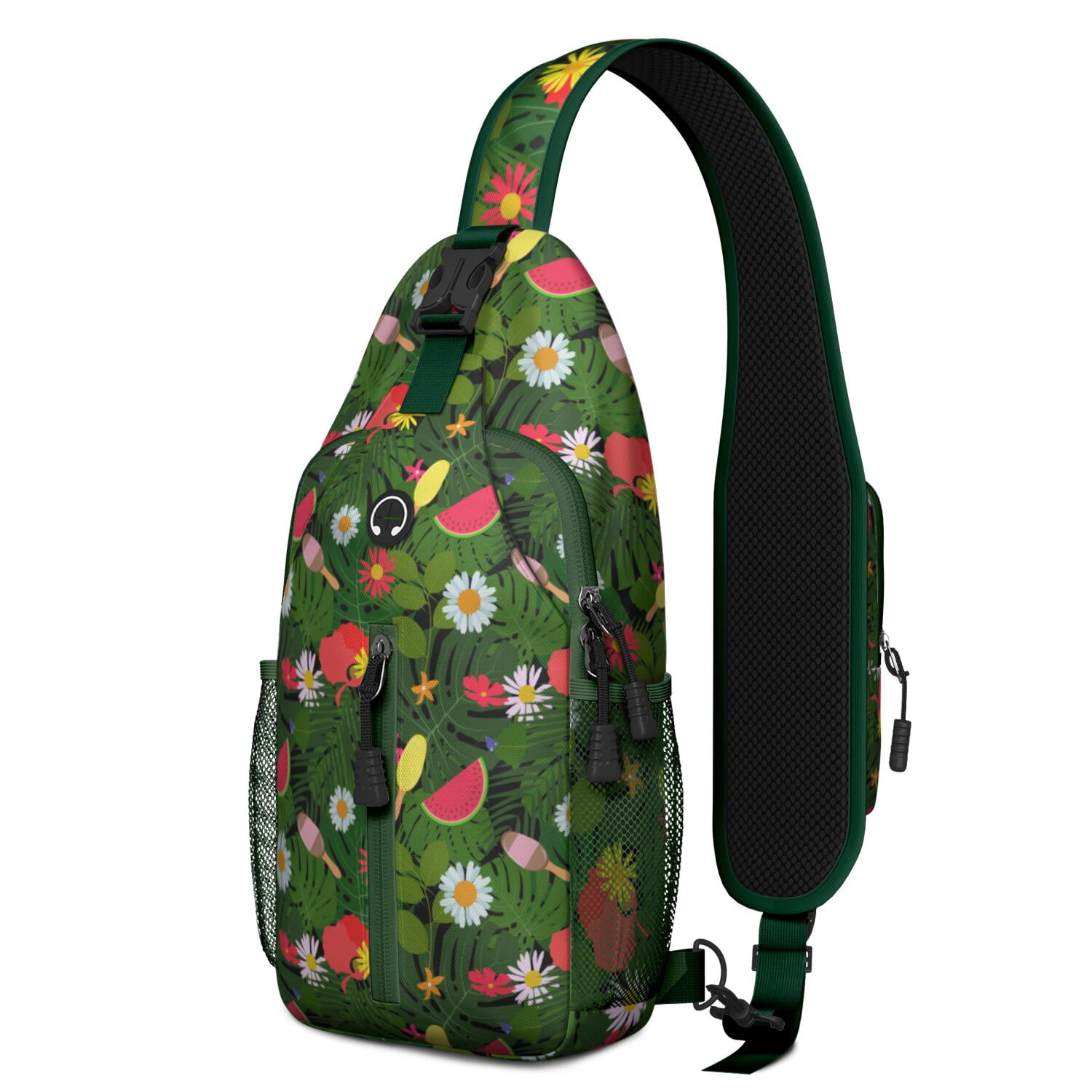 Fresh Summer Watermelon Pattern Sling Backpack, Tropical Fruit Print ...