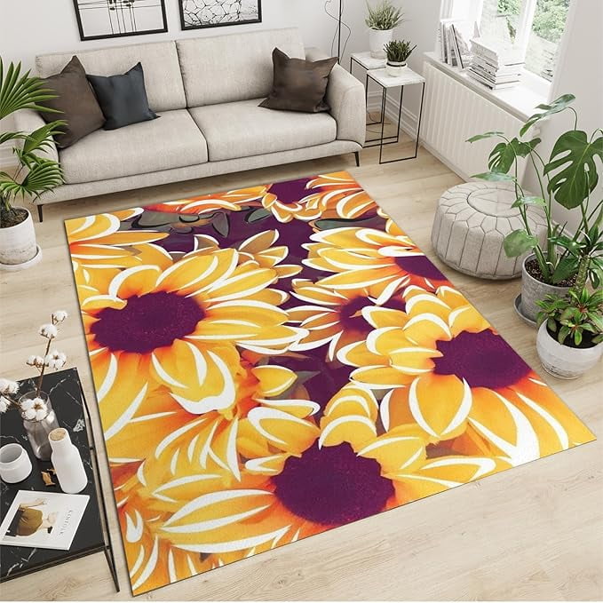 Fresh Sunflower Floral Runners Rugs For Hallways, Beautiful Simple ...