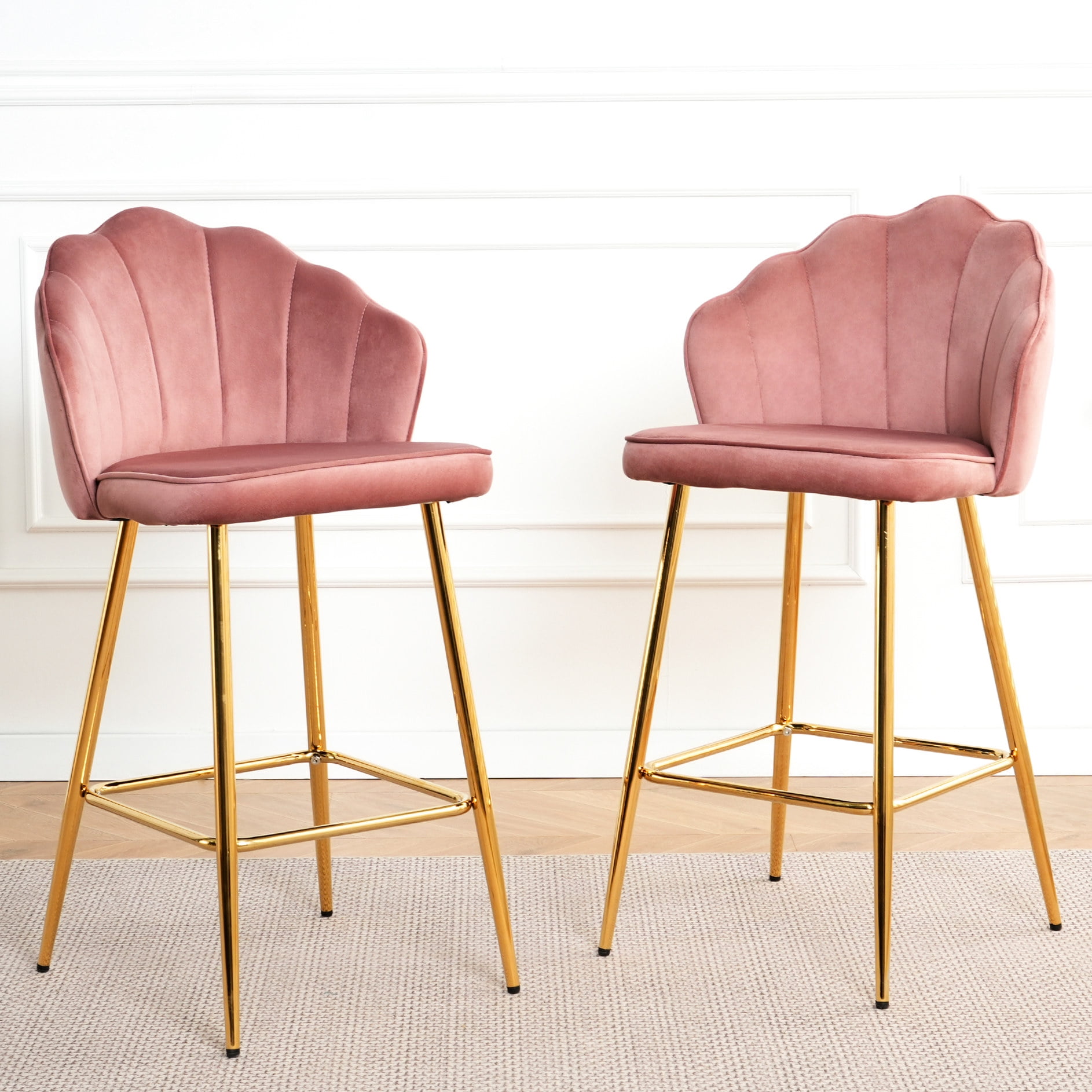 Fresh Thick Sponge Pink Velvet Bar Chair, Elegant Curve - Walmart.com