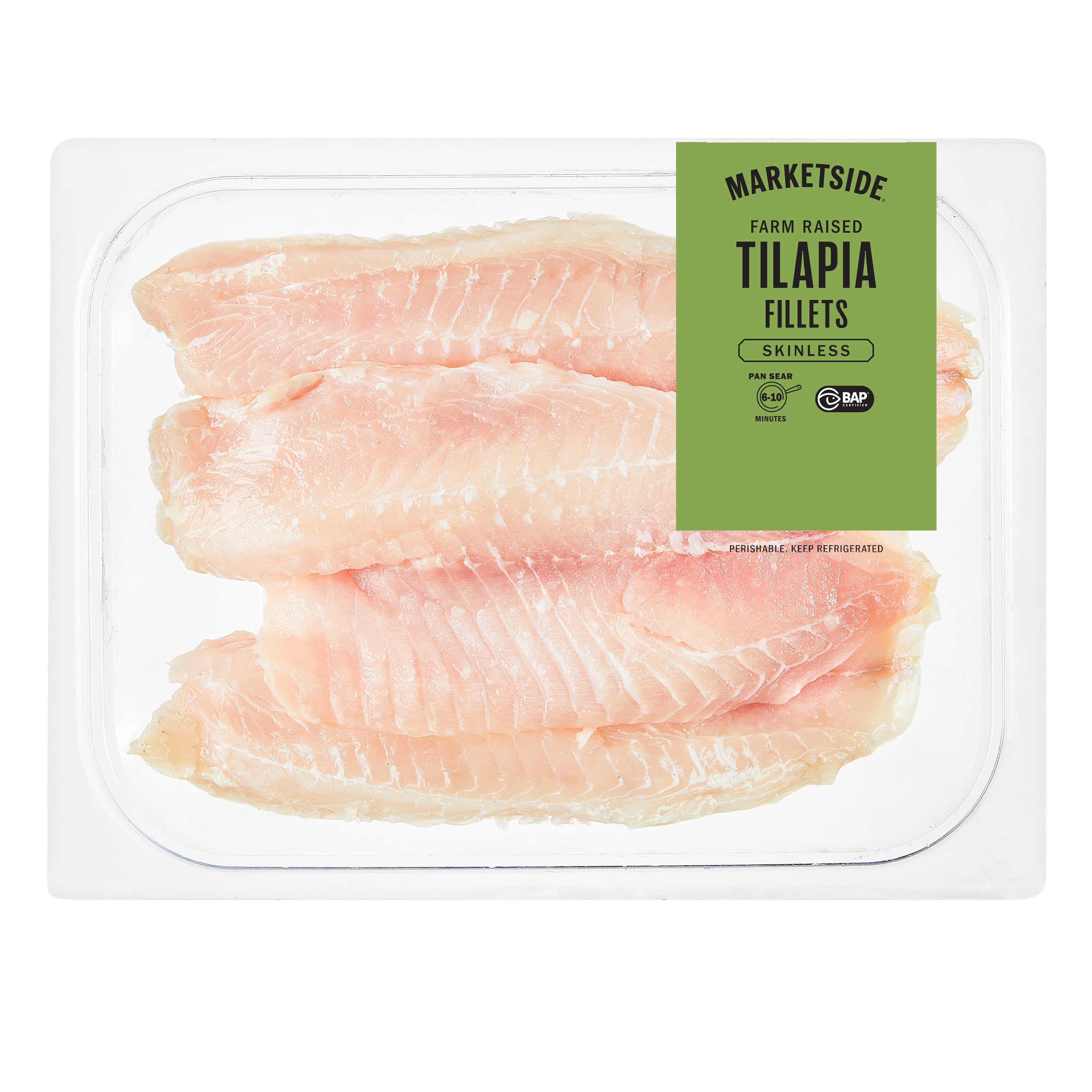 Marketside Farm Raised Skinless Tilapia Fillets, Fresh Never Frozen, 0. ...