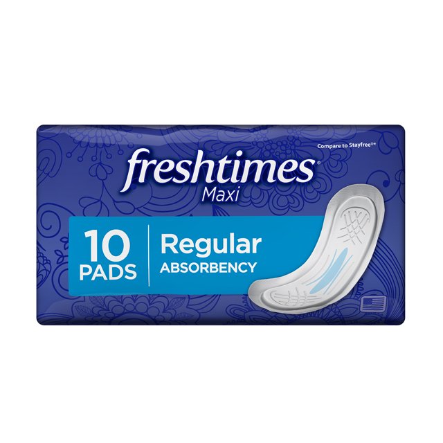 Fresh Times Maxi Pad, Regular, Cottony-Soft Cover, 10 Ct - Walmart ...