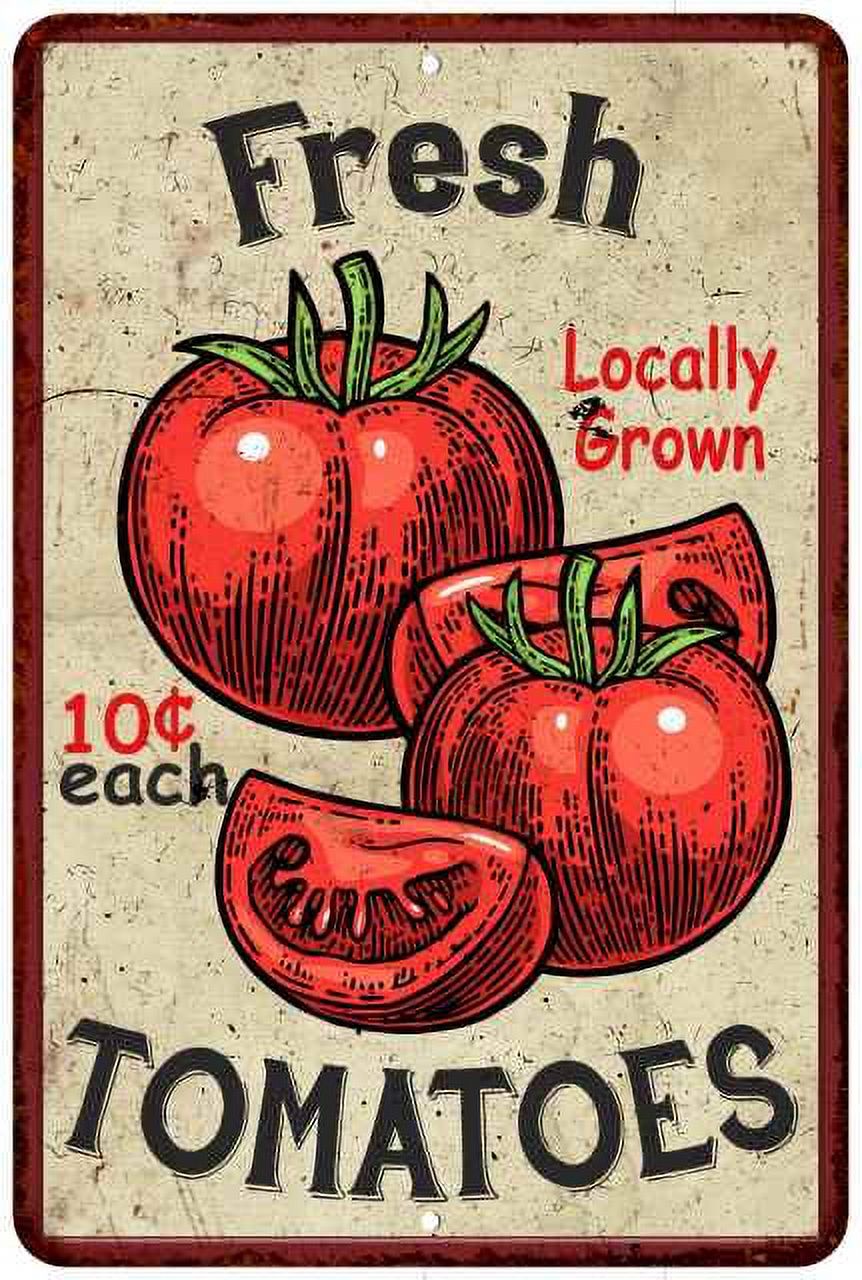 Fresh Tomatoes Kitchen Vintage Look Chic 8x12 Metal Sign 208120020065 ...