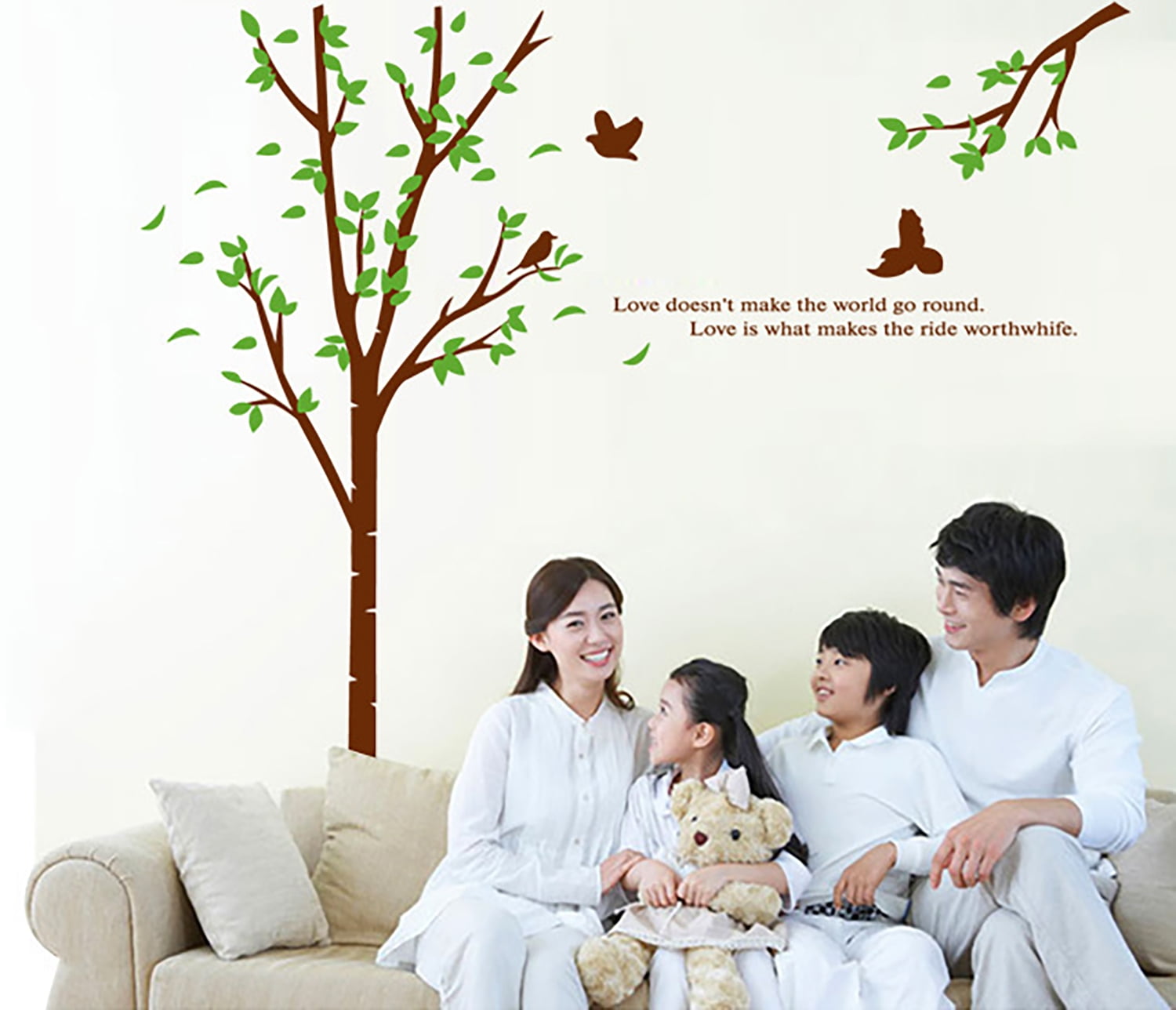 Fresh Tree Stickers Warm And Cozy Wall Decal DIY PVC Transparent Film ...