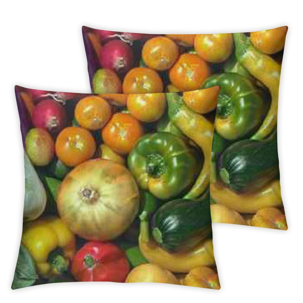 Fresh Vegetables Fruits Print Pattern Full Long Pillow Covers.Coffee ...