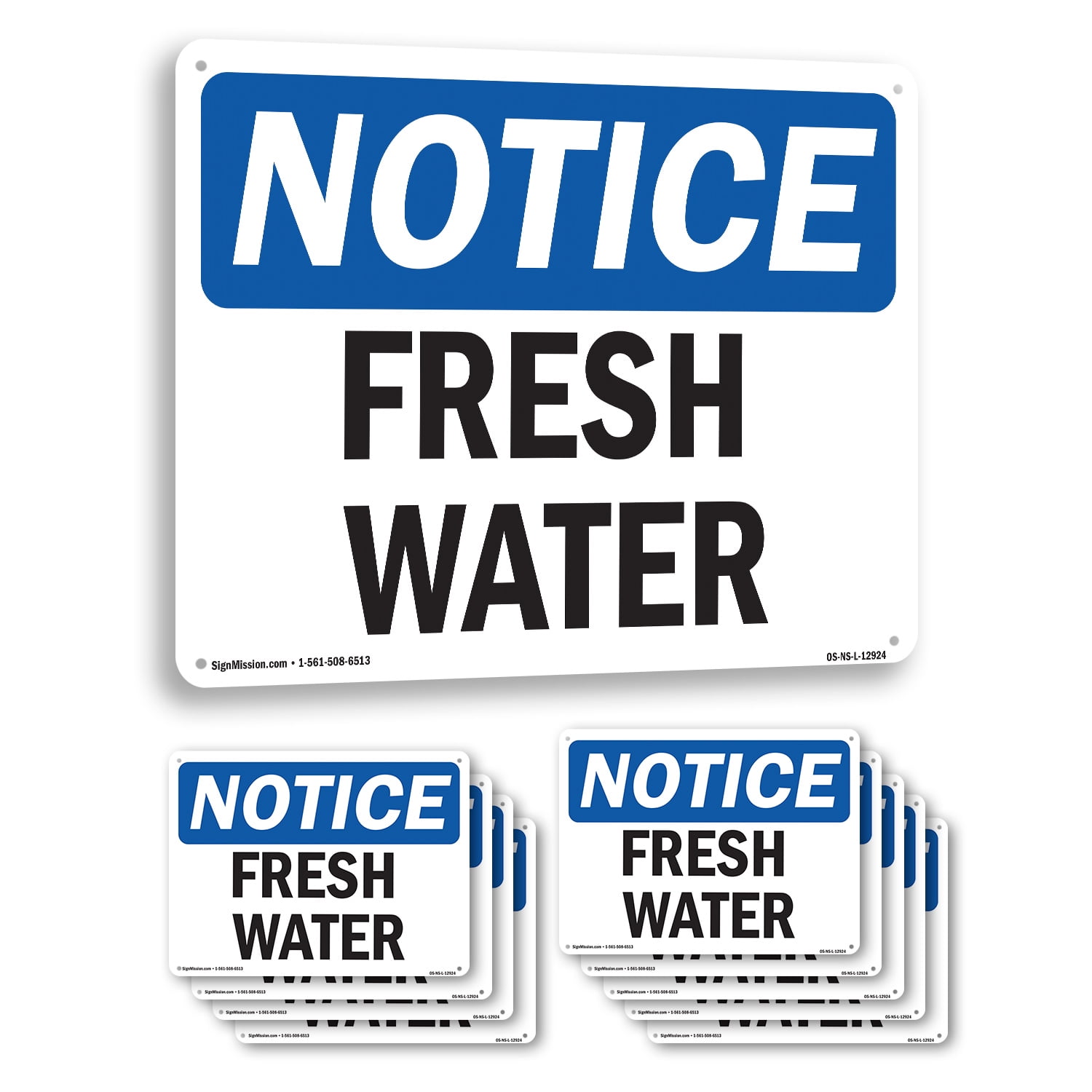 Fresh Water OSHA Notice Rigid Plastic Sign 18 Inch x 12 Inch - 10 Pack ...