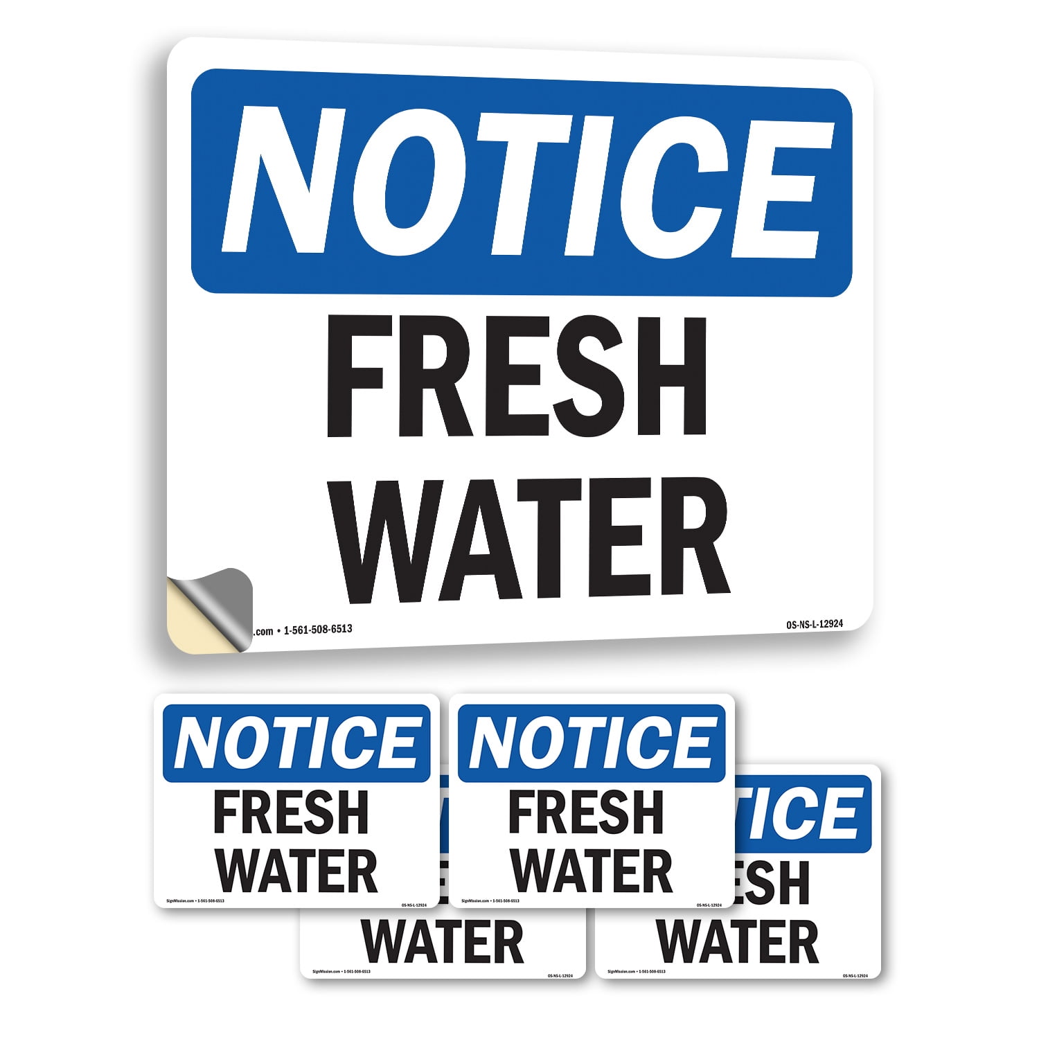 Fresh Water OSHA Notice Vinyl Decal Label 24 Inch x 18 Inch - 5 Pack ...
