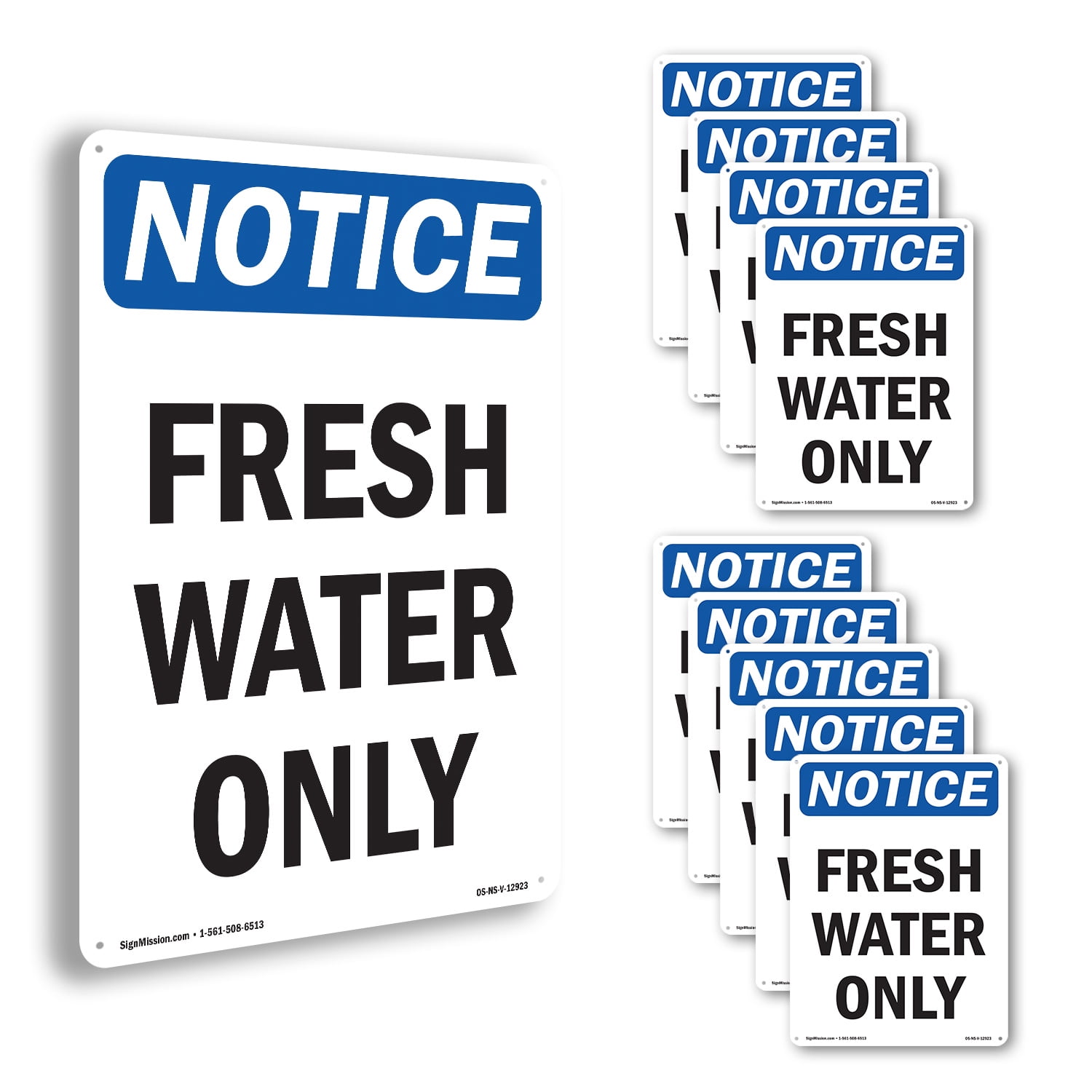 Fresh Water Only OSHA Notice Aluminum Sign 18 Inch x 12 Inch - 10 Pack ...