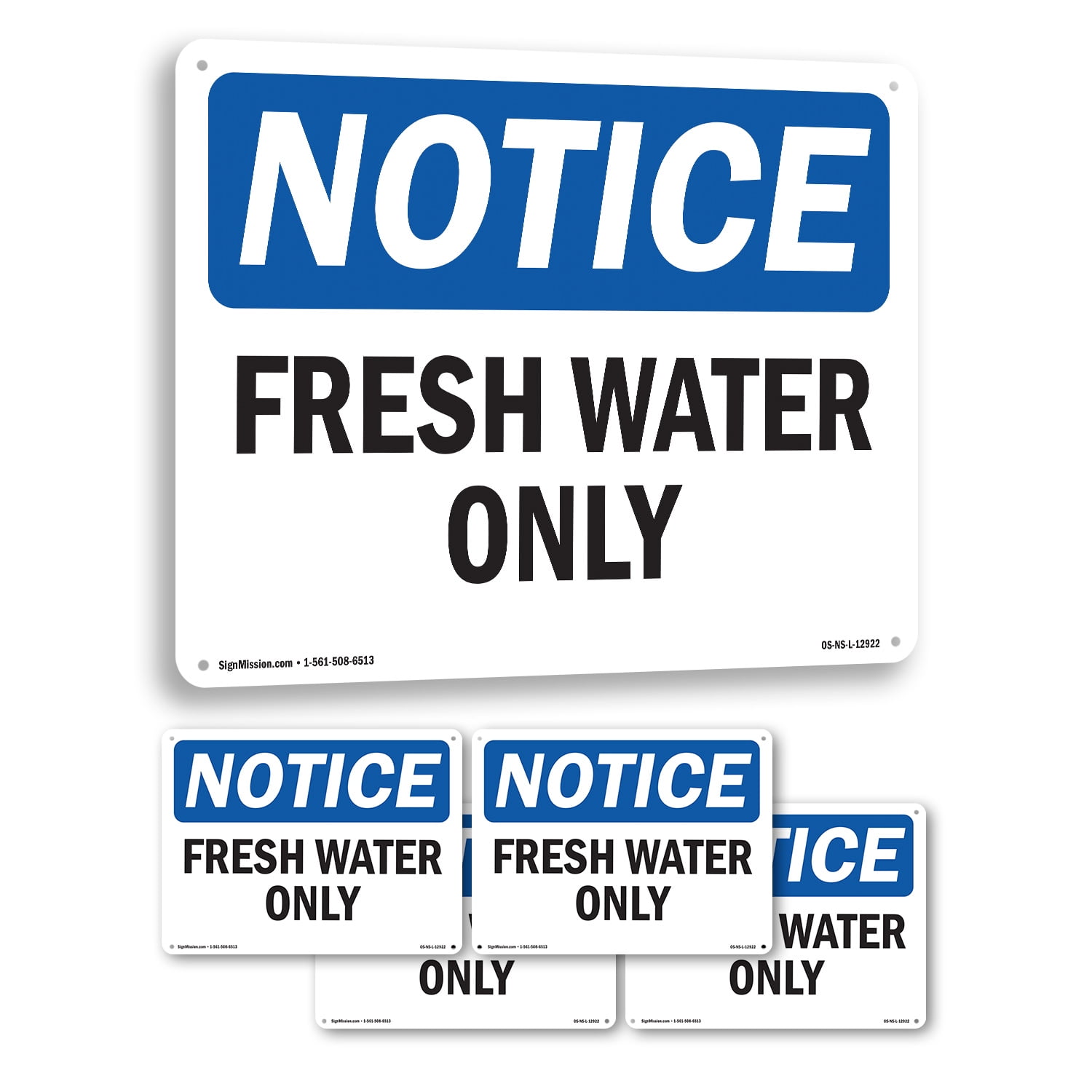 Fresh Water Only OSHA Notice Rigid Plastic Sign 18 Inch x 12 Inch - 5 ...