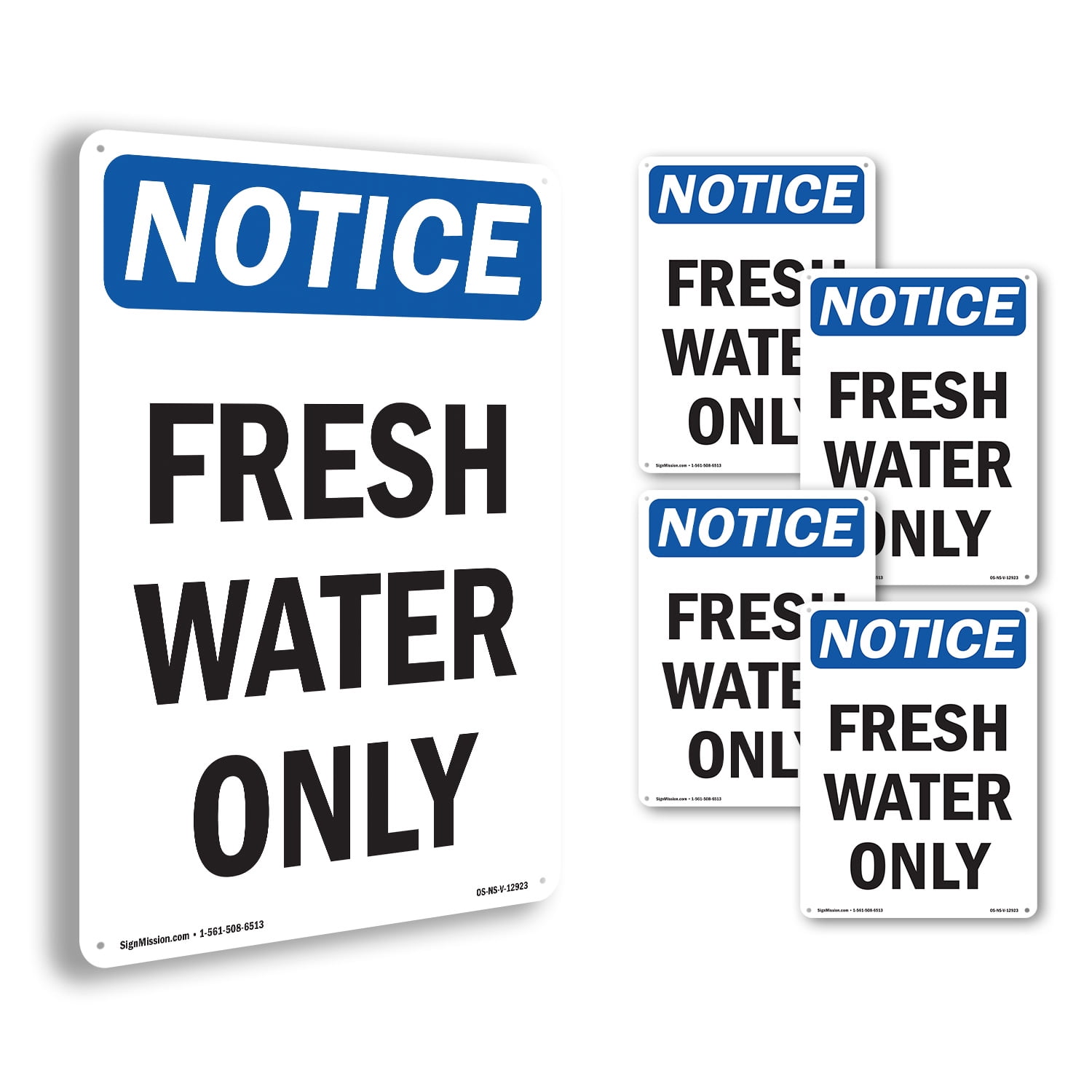 Fresh Water Only OSHA Notice Rigid Plastic Sign 24 Inch x 18 Inch - 5 ...