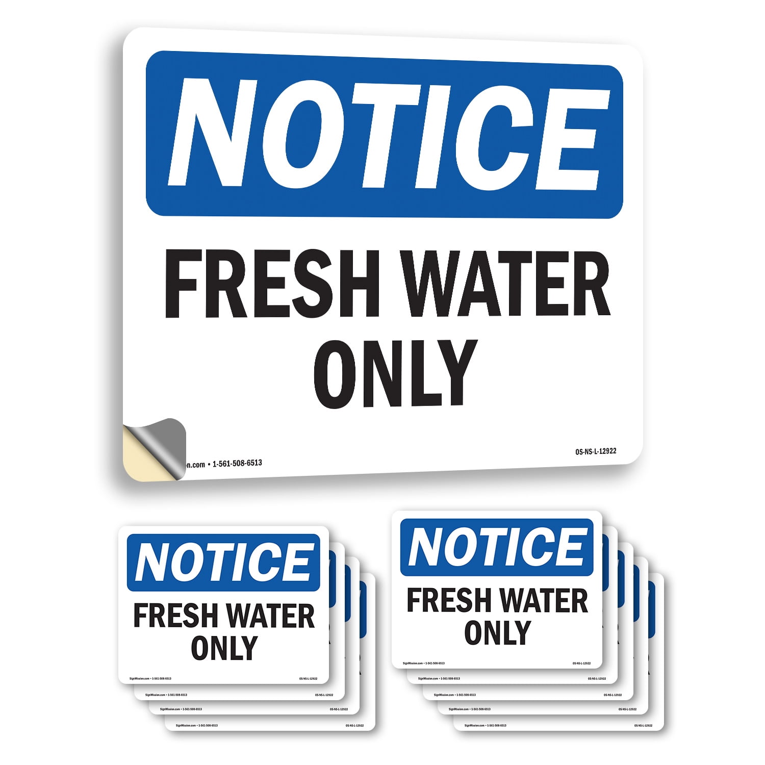 Fresh Water Only OSHA Notice Vinyl Decal Label 10 Inch x 7 Inch - 10 ...