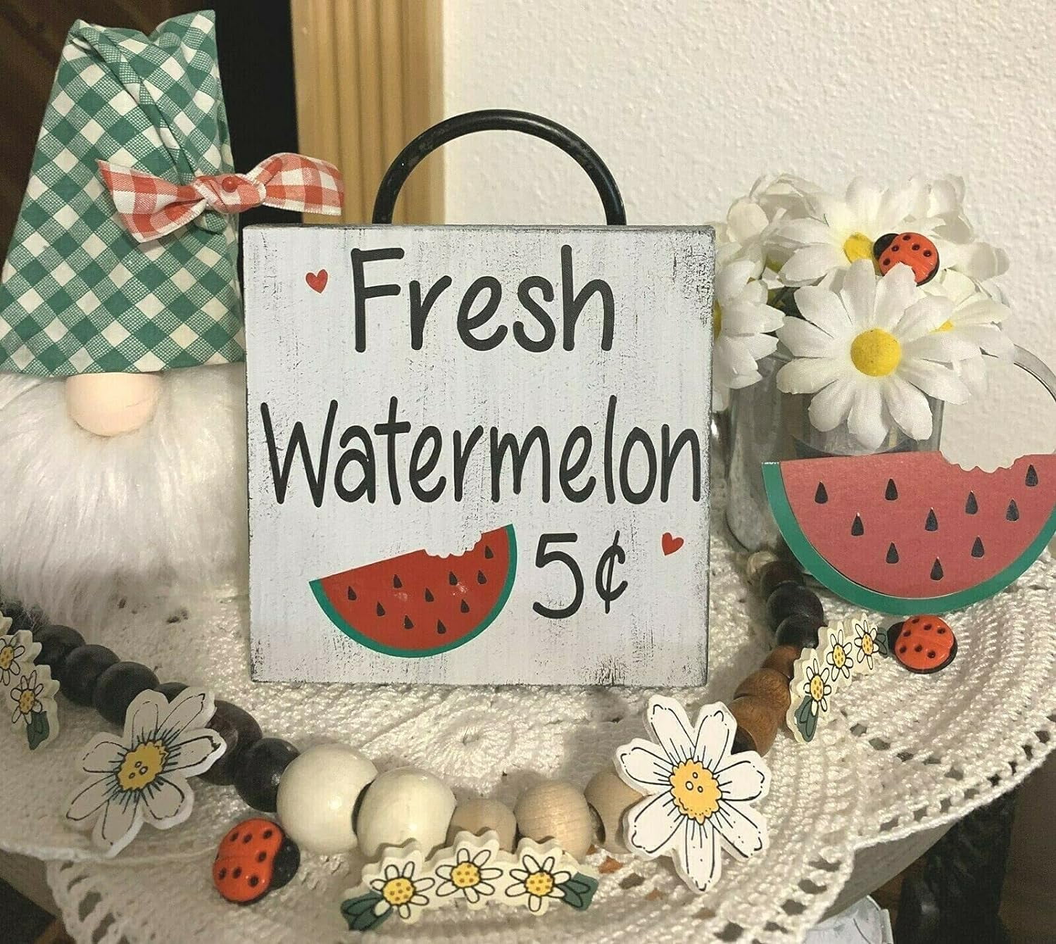 Fresh Watermelon 5 Cent Mini Tiered Tray Wood Sign Summer Vintage ...