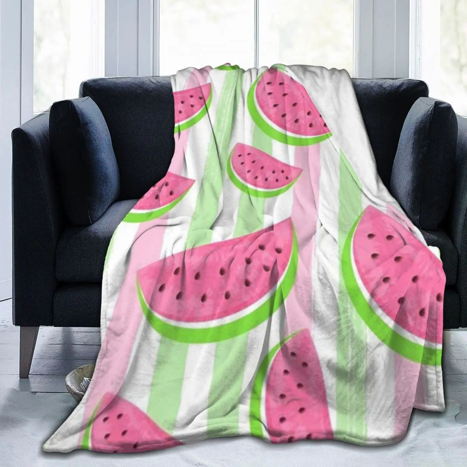 Fresh Watermelon Fruits Pattern Fleece Throw Blanket for Living Room ...