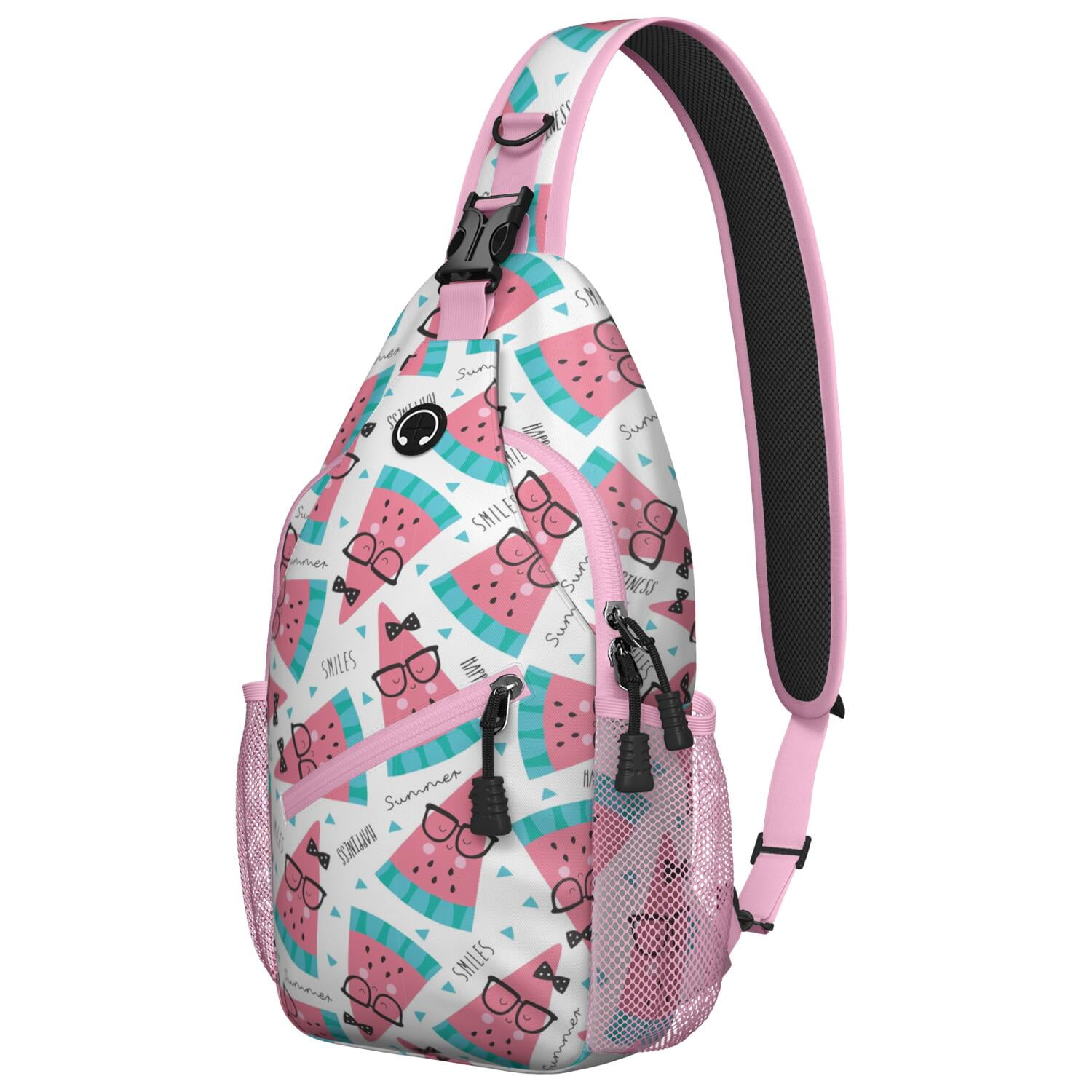Fresh Watermelon Print Lightweight Sling Backpack, Cute Tropical Fruit ...