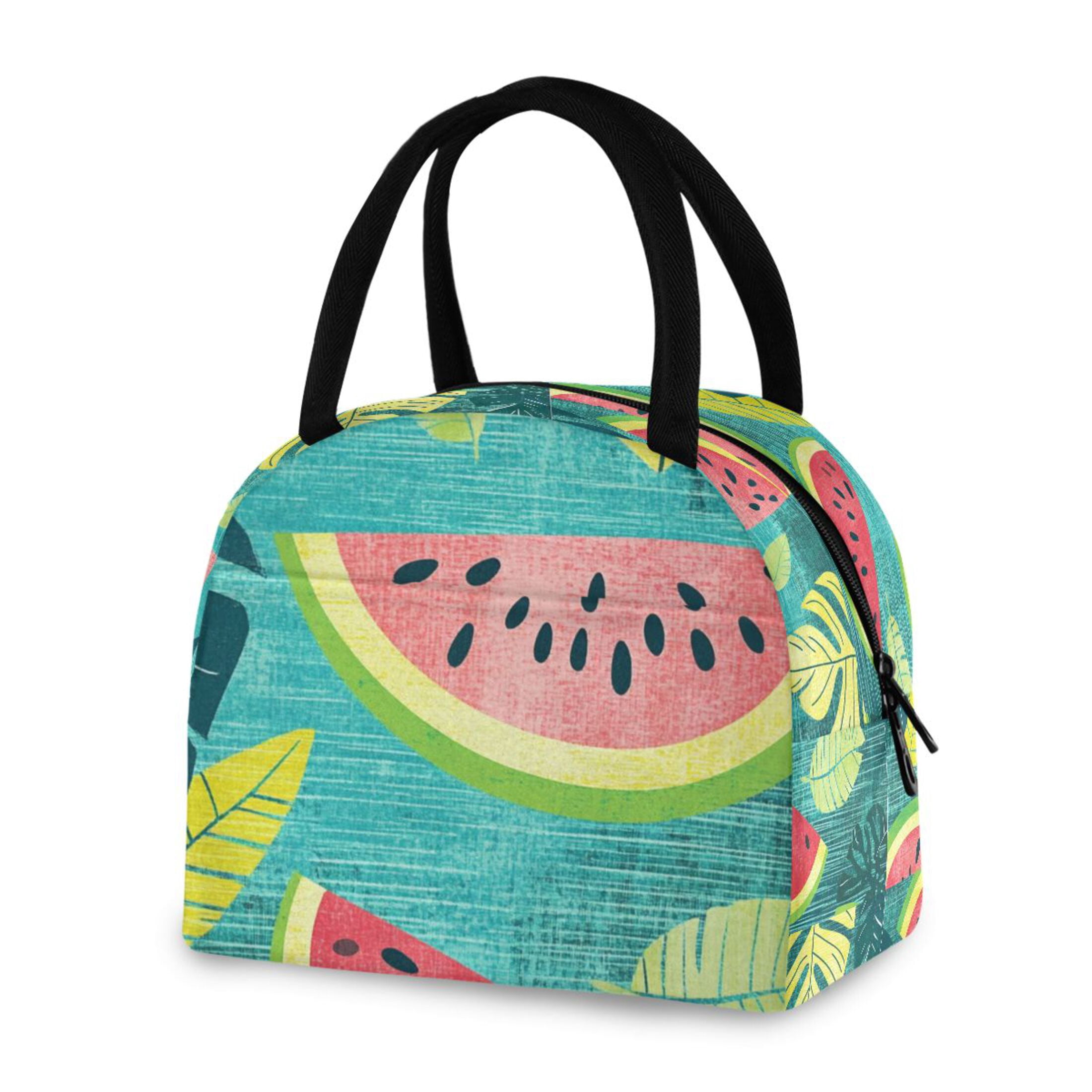 Fresh Watermelon and Leaves Insulated Lunch Bag for Women Portable ...
