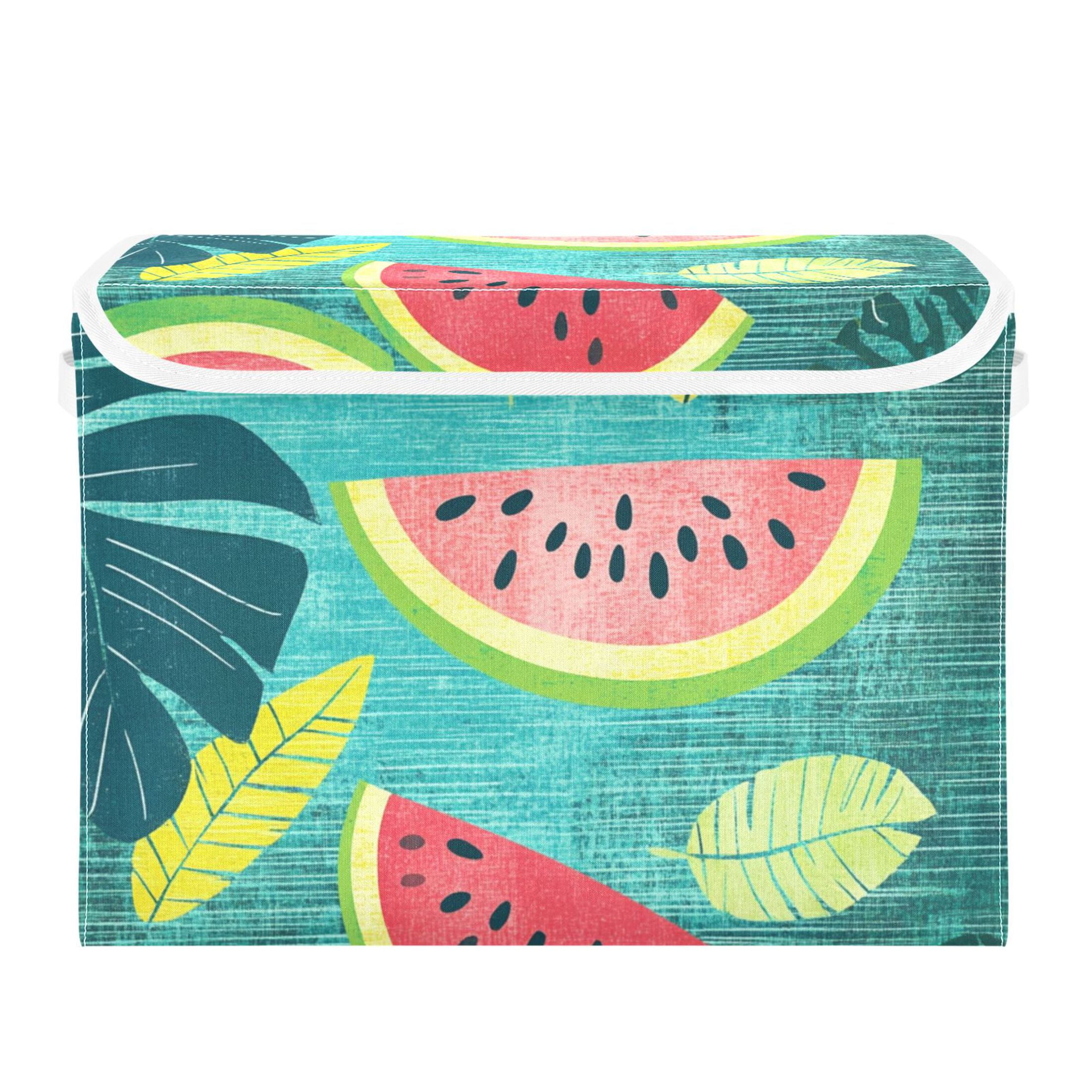 Fresh Watermelon and Leaves Large Storage Bins with Linen Collapsible ...