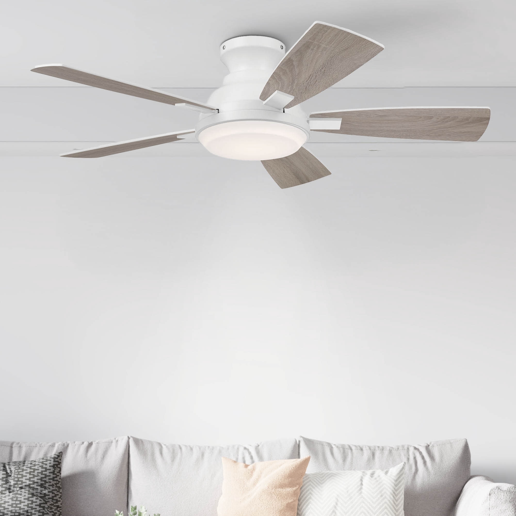 Fresh White 44 Inch Low Profile 5 Blade Indoor Ceiling Fan, Ideal for ...