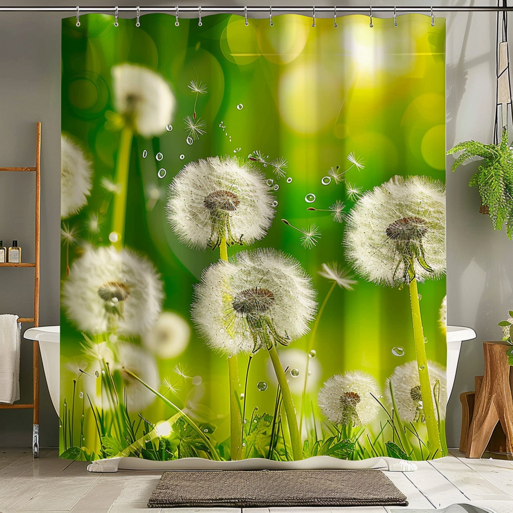 Fresh White Shower Curtain Nature Inspired Bathroom Decor With Water