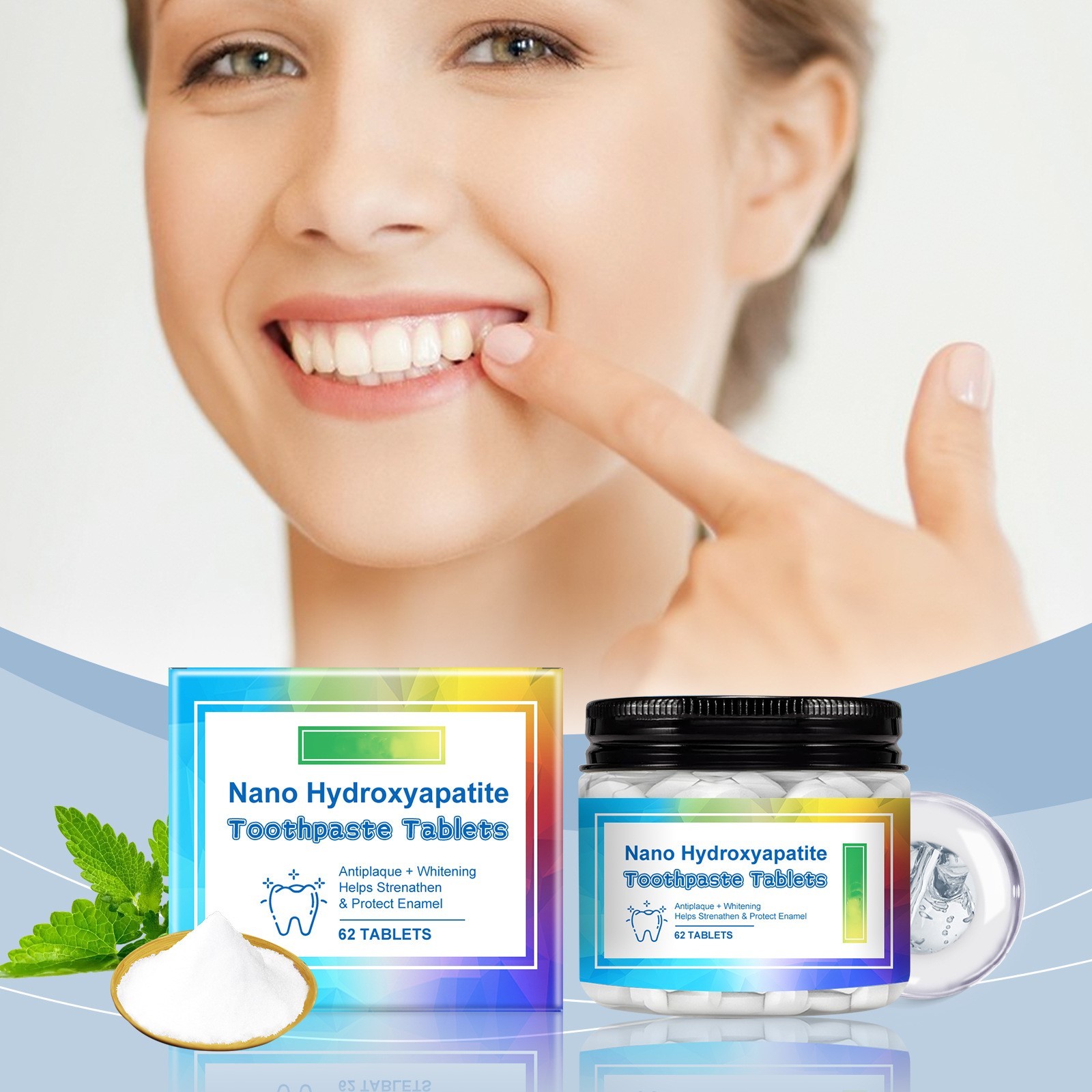 Fresh Toothpaste Tablet with Fluoride Mint Teeth Clean Tabs for Bad ...