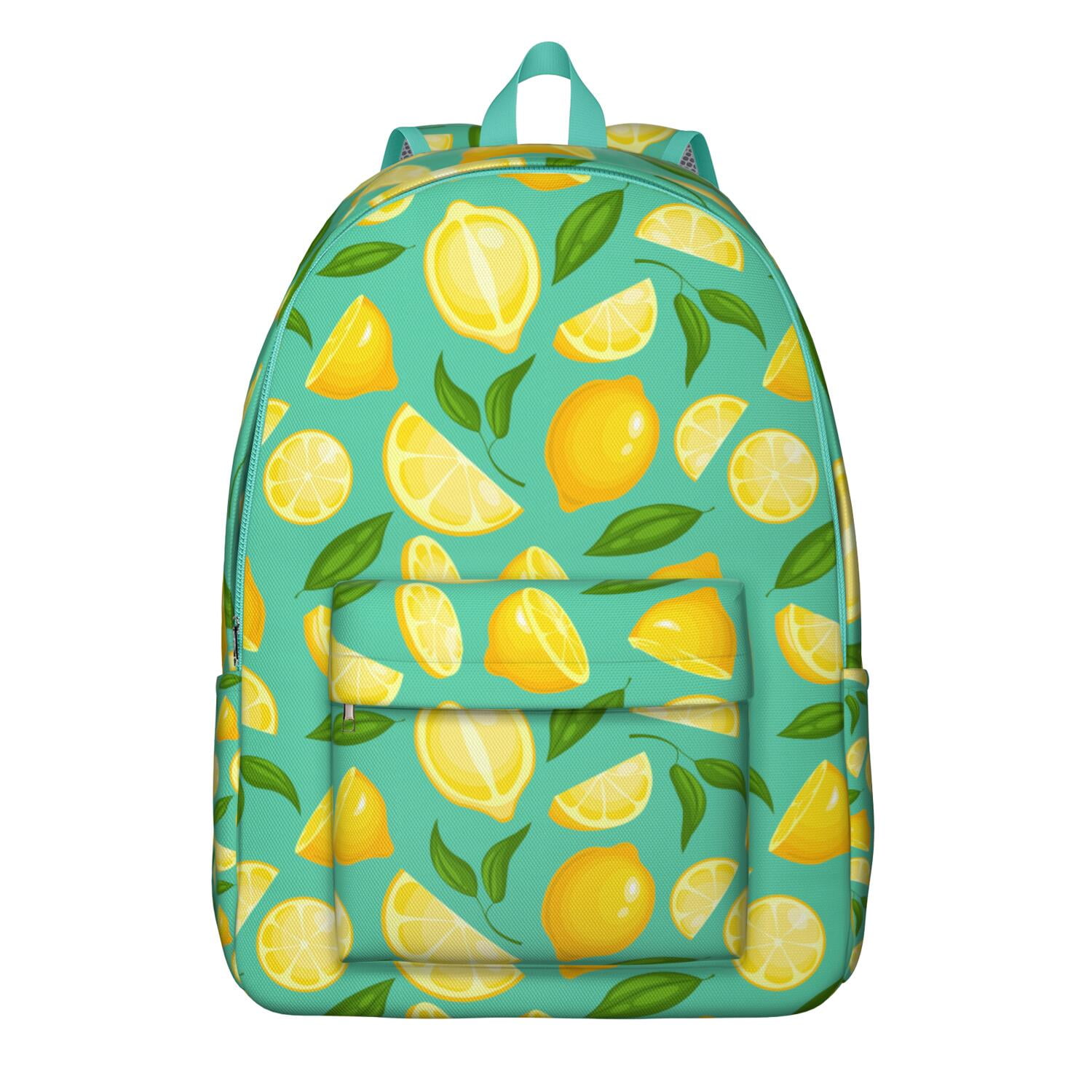 Fresh and Cute Lemon Themed Backpack with Vintage, Floral, and Bright ...