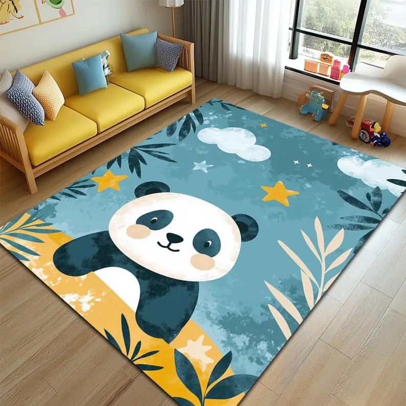 Fresh and Cute Pandas Rug for Living Room Super Soft Carpet Children ...