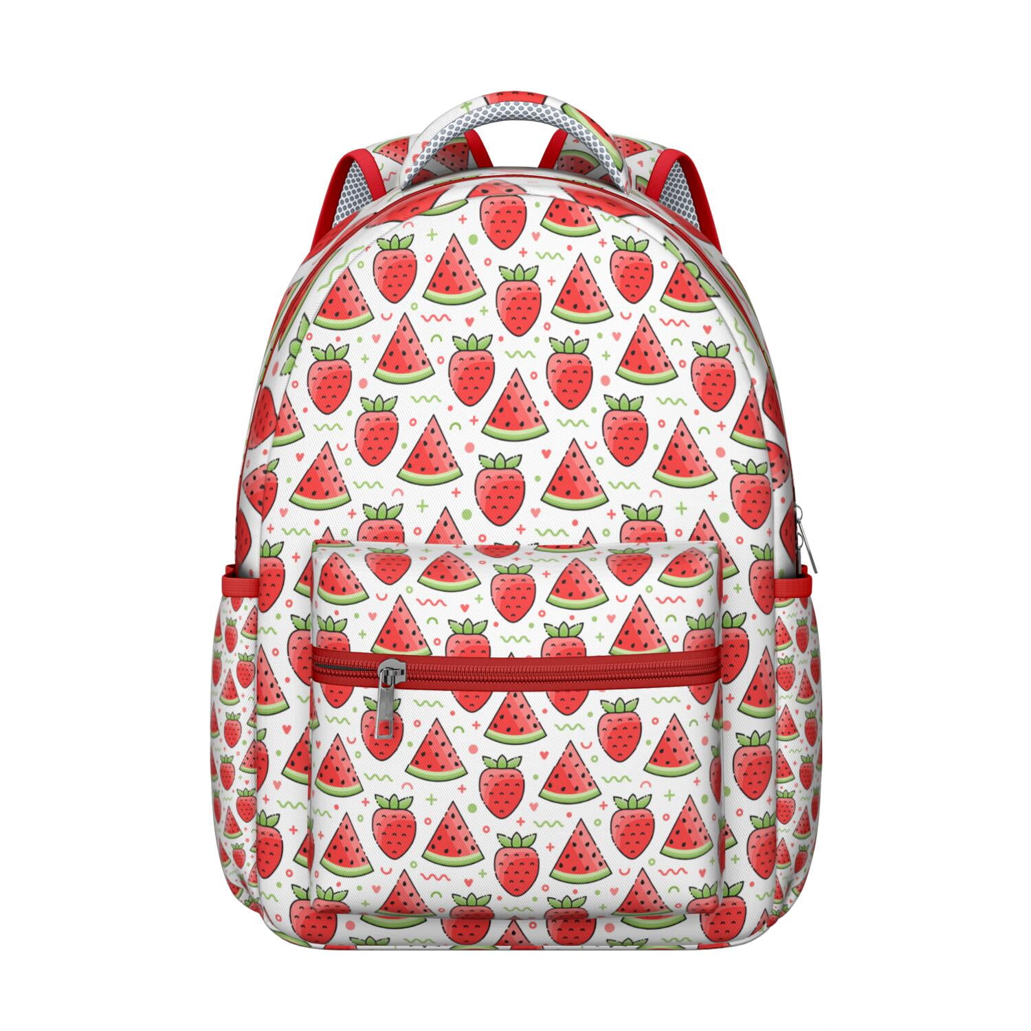 Fresh fruit print cute small backpack for school compact travel ...