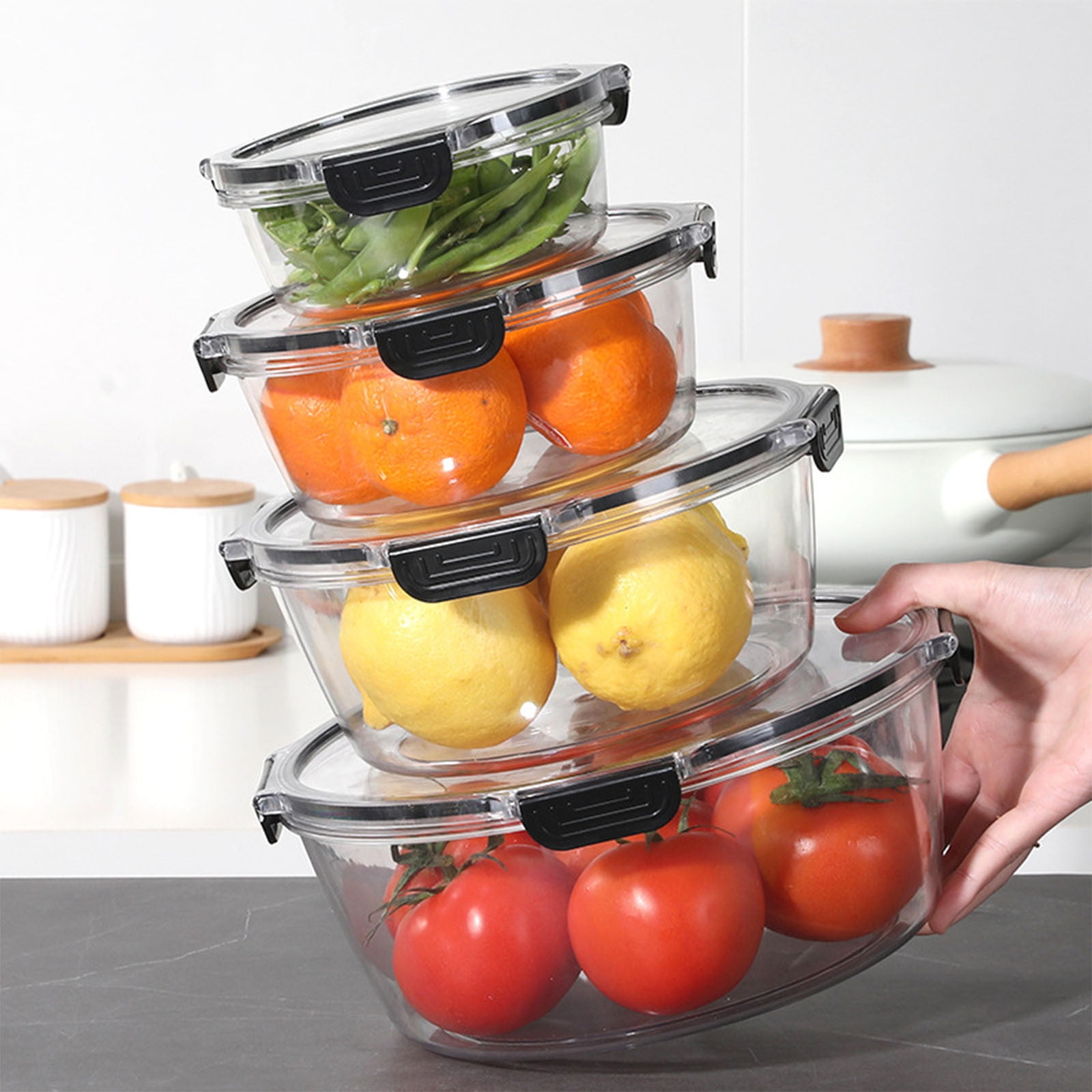 Stackable Refrigerator Storage Container Set | Circular Airtight Food ...