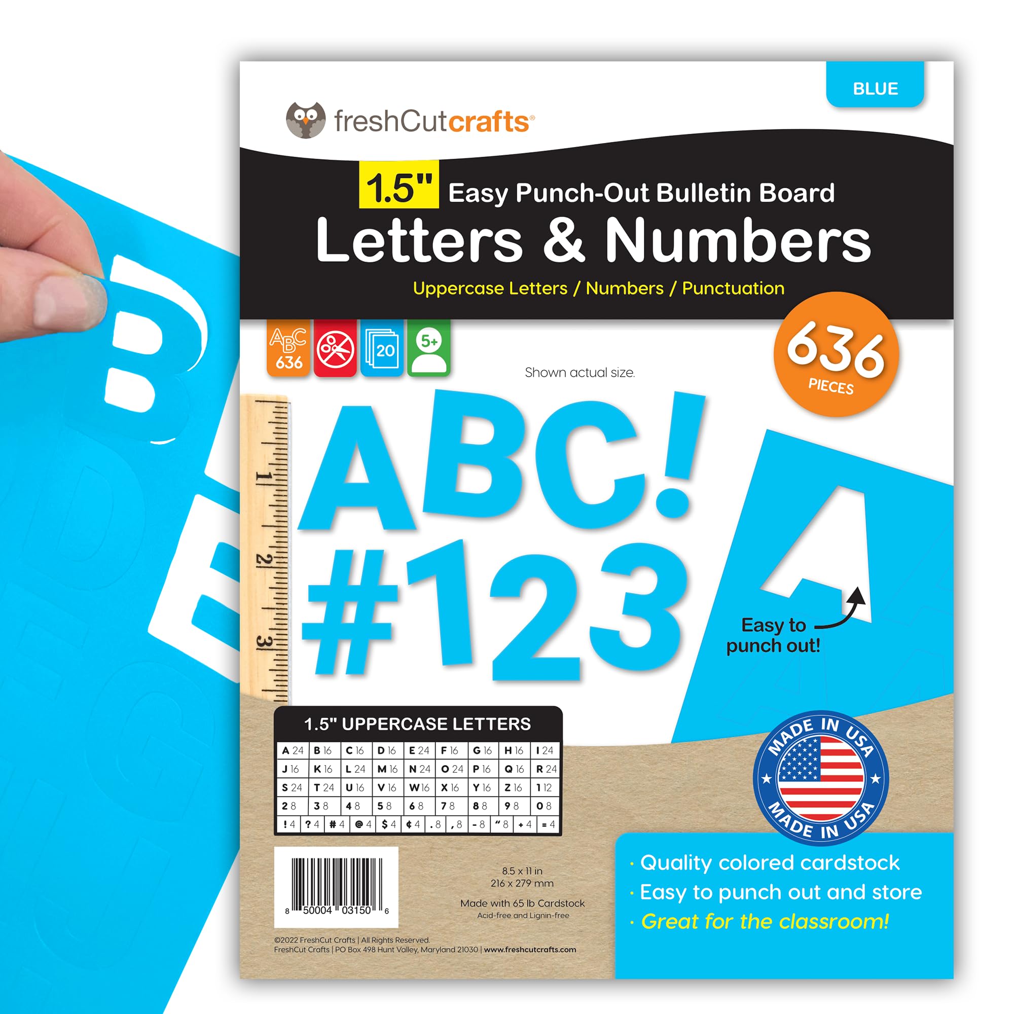 FreshCut Crafts 636 Pcs 1.5 in. Blue Bulletin Board Letters & Numbers ...
