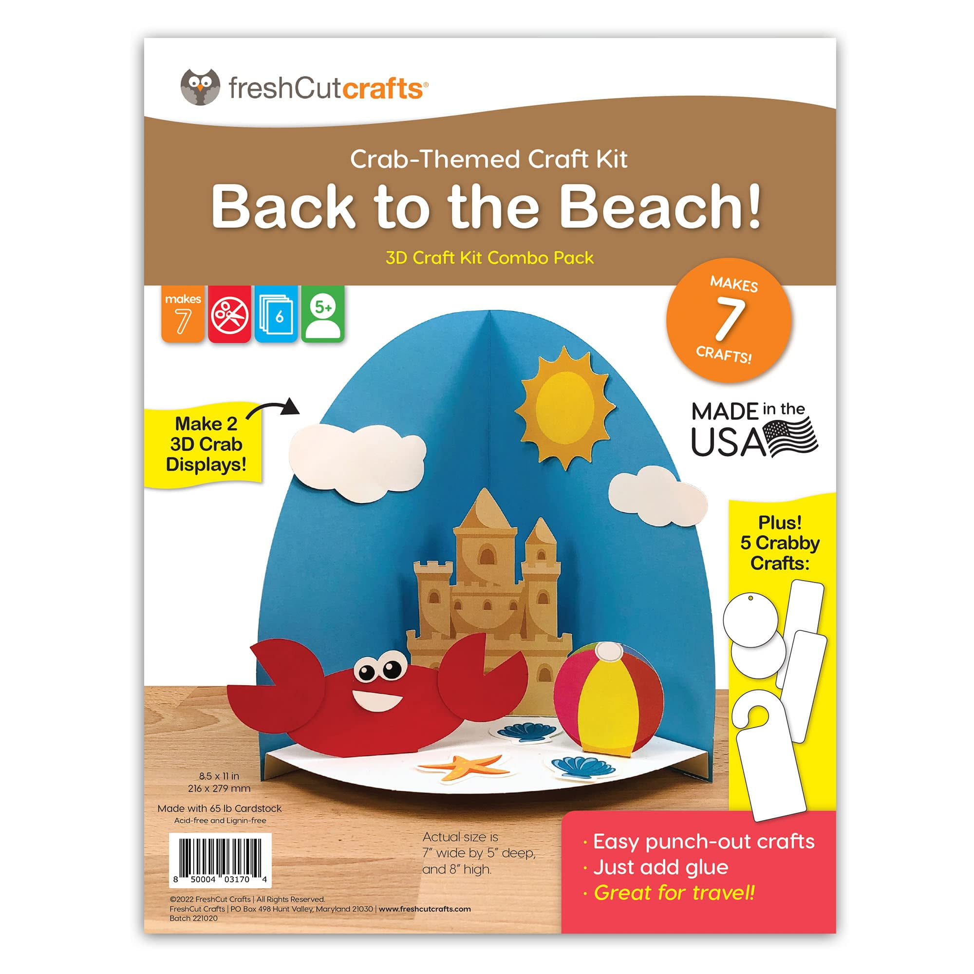 FreshCut Crafts Back to AIF4 The Beach! Crab-Themed 3-D Paper Craft Kit ...