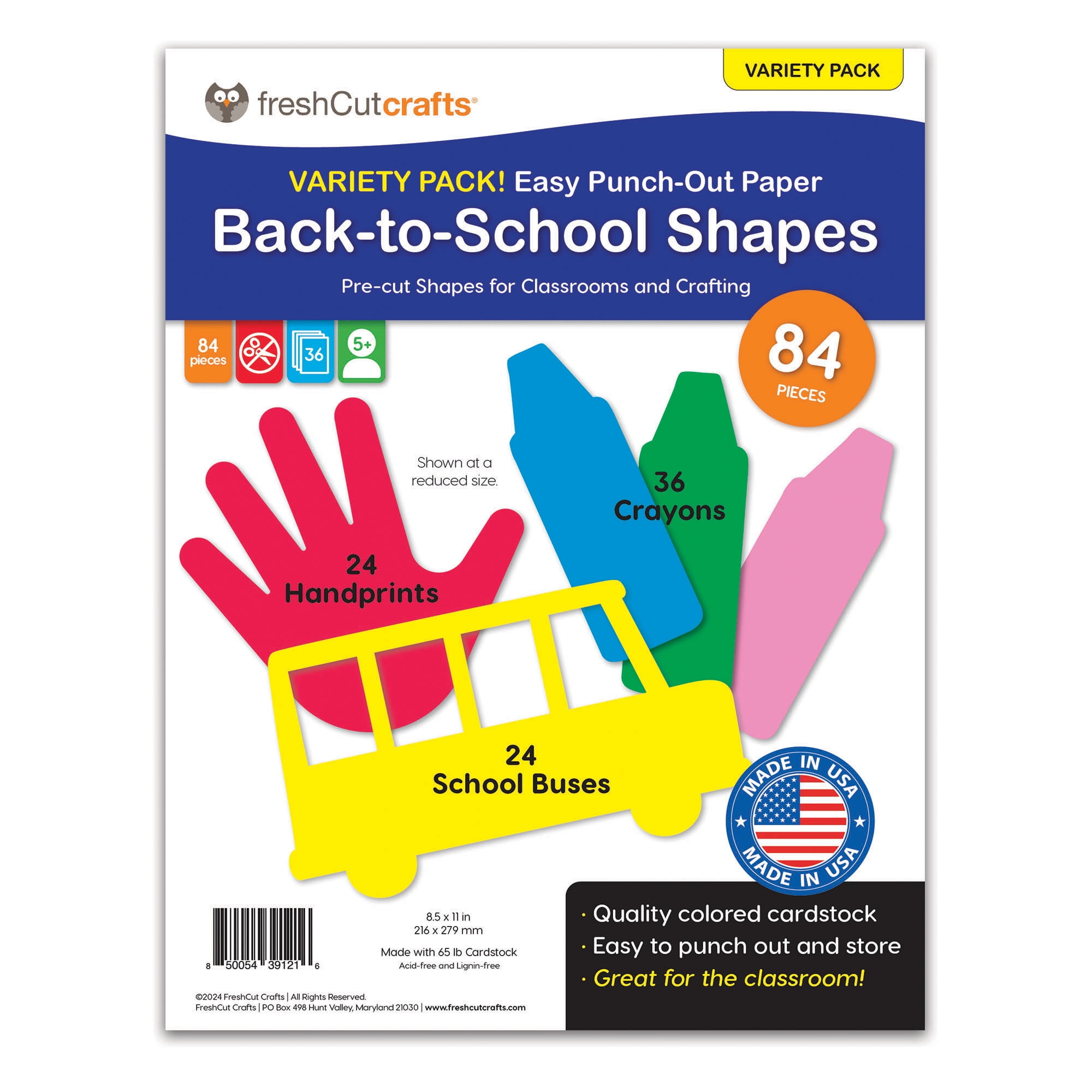 FreshCut Crafts Punch Out Paper Cutouts, Back to School Shapes ...