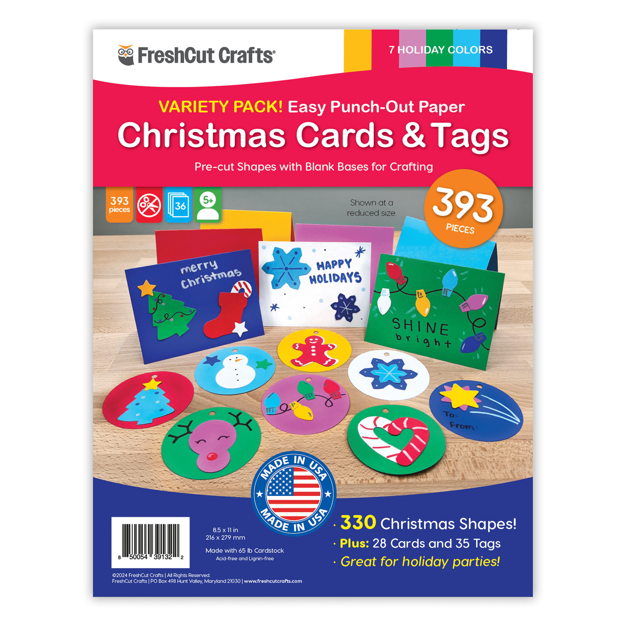 FreshCut Crafts Punch Out Paper Cutouts, Christmas Cards & Tags, 393 ...