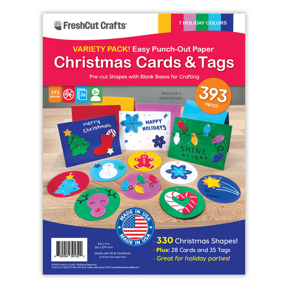 FreshCut Crafts Punch Out Paper Cutouts, Christmas Cards & Tags, 393 ...