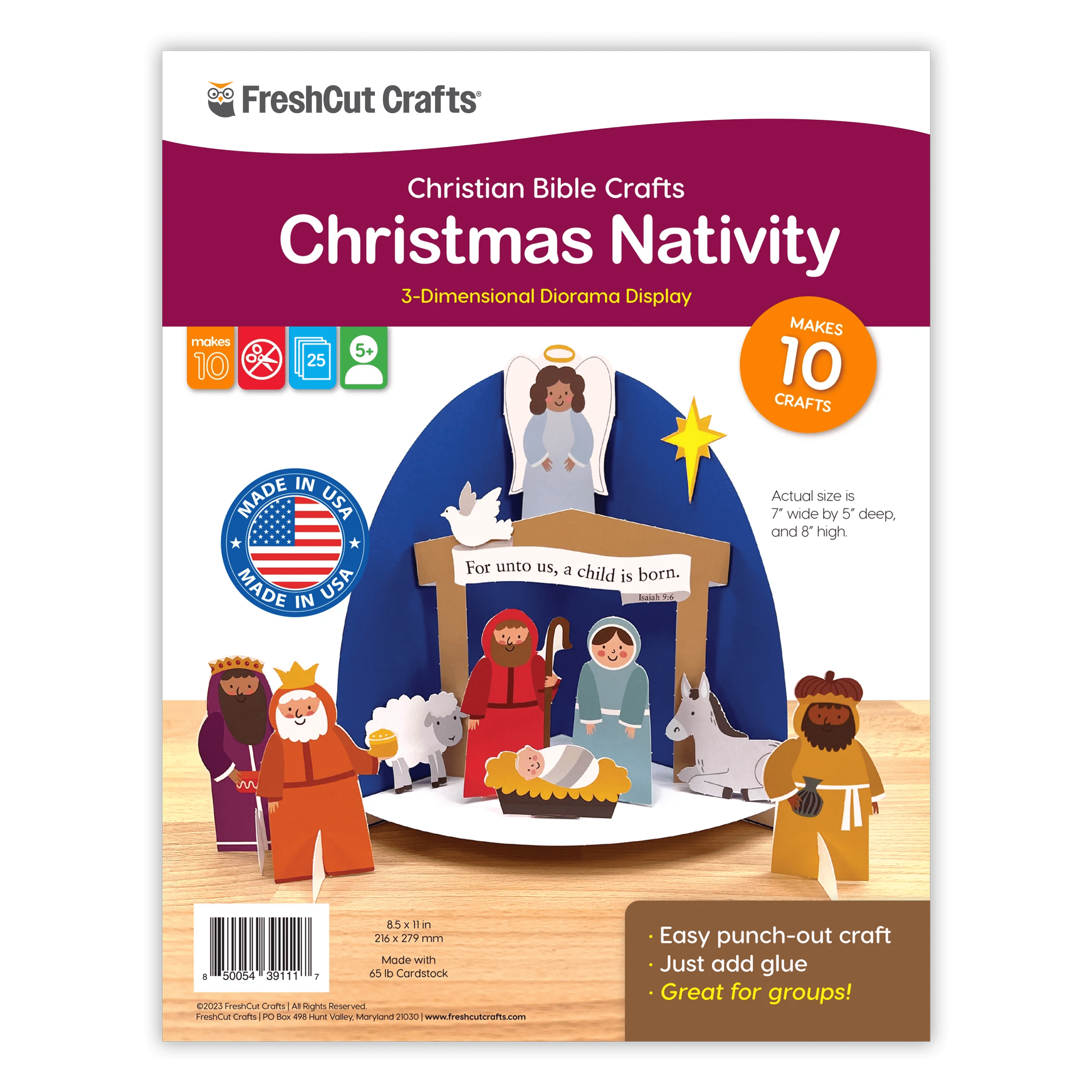 FreshCut Crafts Punch Out Paper Cutouts, Christmas Nativity Bible Craft ...