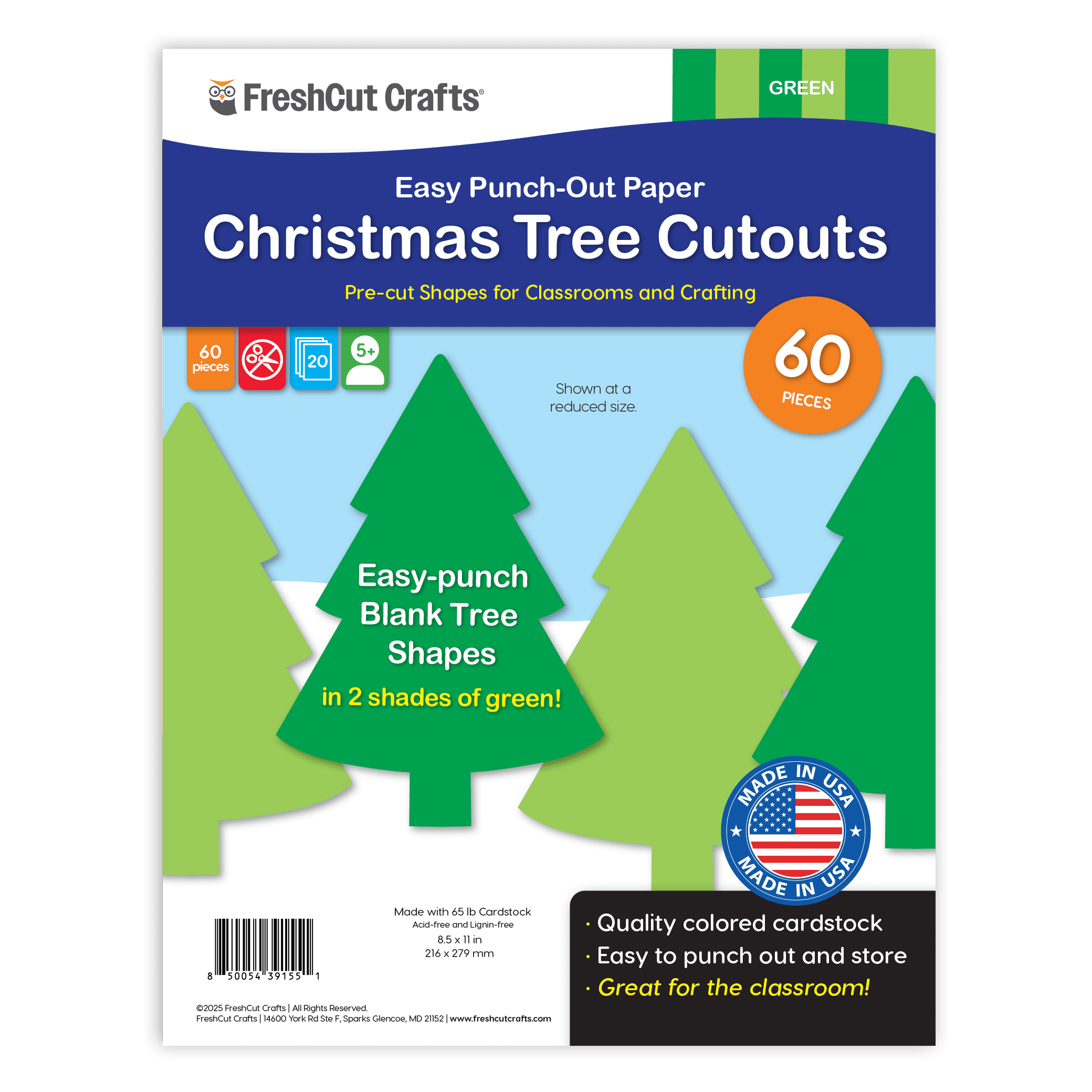 FreshCut Crafts Punch Out Paper Cutouts, Christmas Tree Shapes, Shades ...