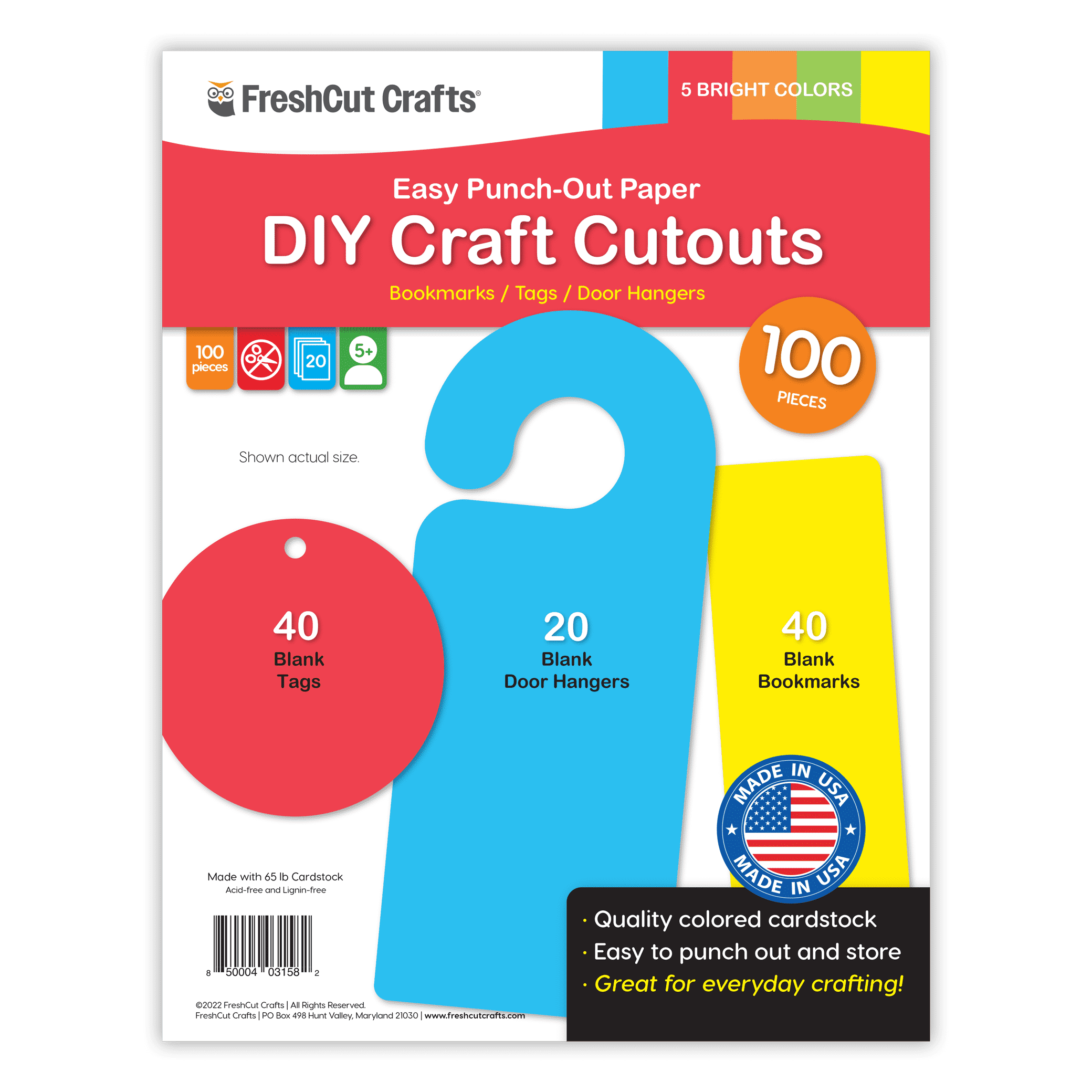 FreshCut Crafts Punch Out Paper Cutouts, DIY Bright Crafting Essentials ...