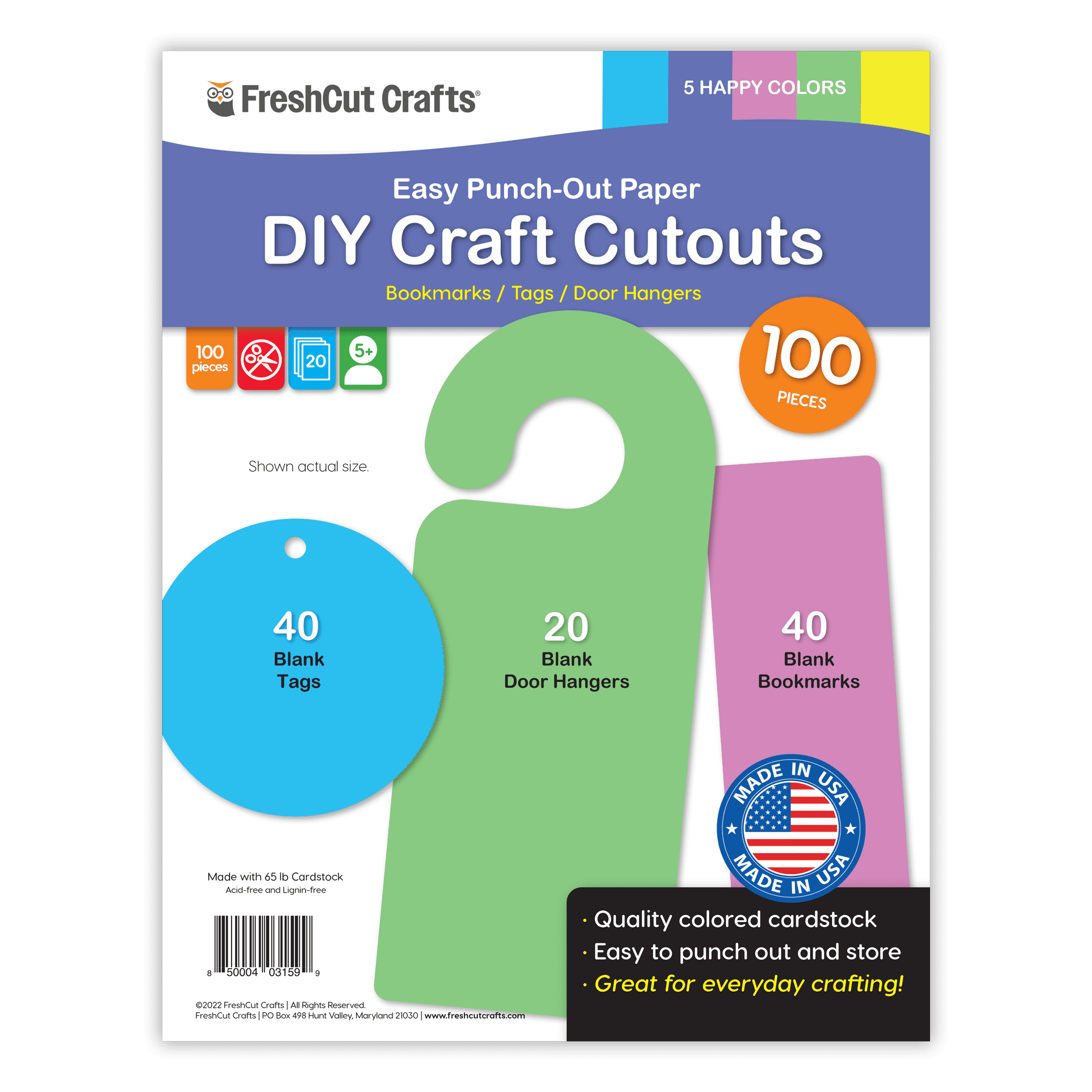FreshCut Crafts Punch Out Paper Cutouts, DIY Happy Crafting Essentials ...