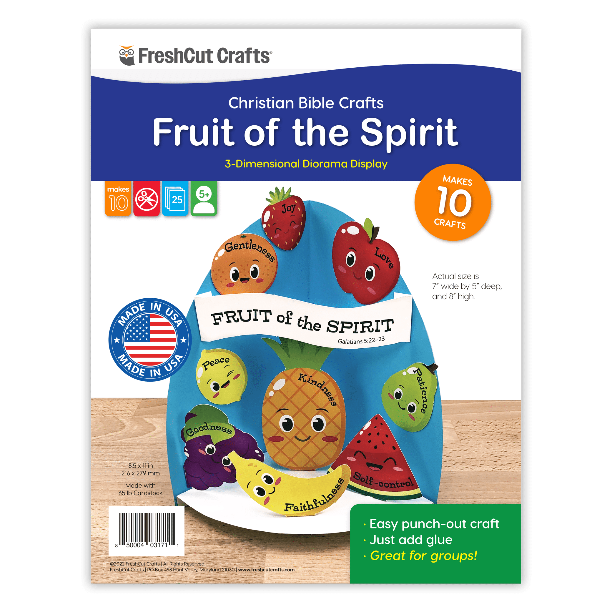 FreshCut Crafts Punch Out Paper Cutouts, Fruit of the Spirit 3-D ...