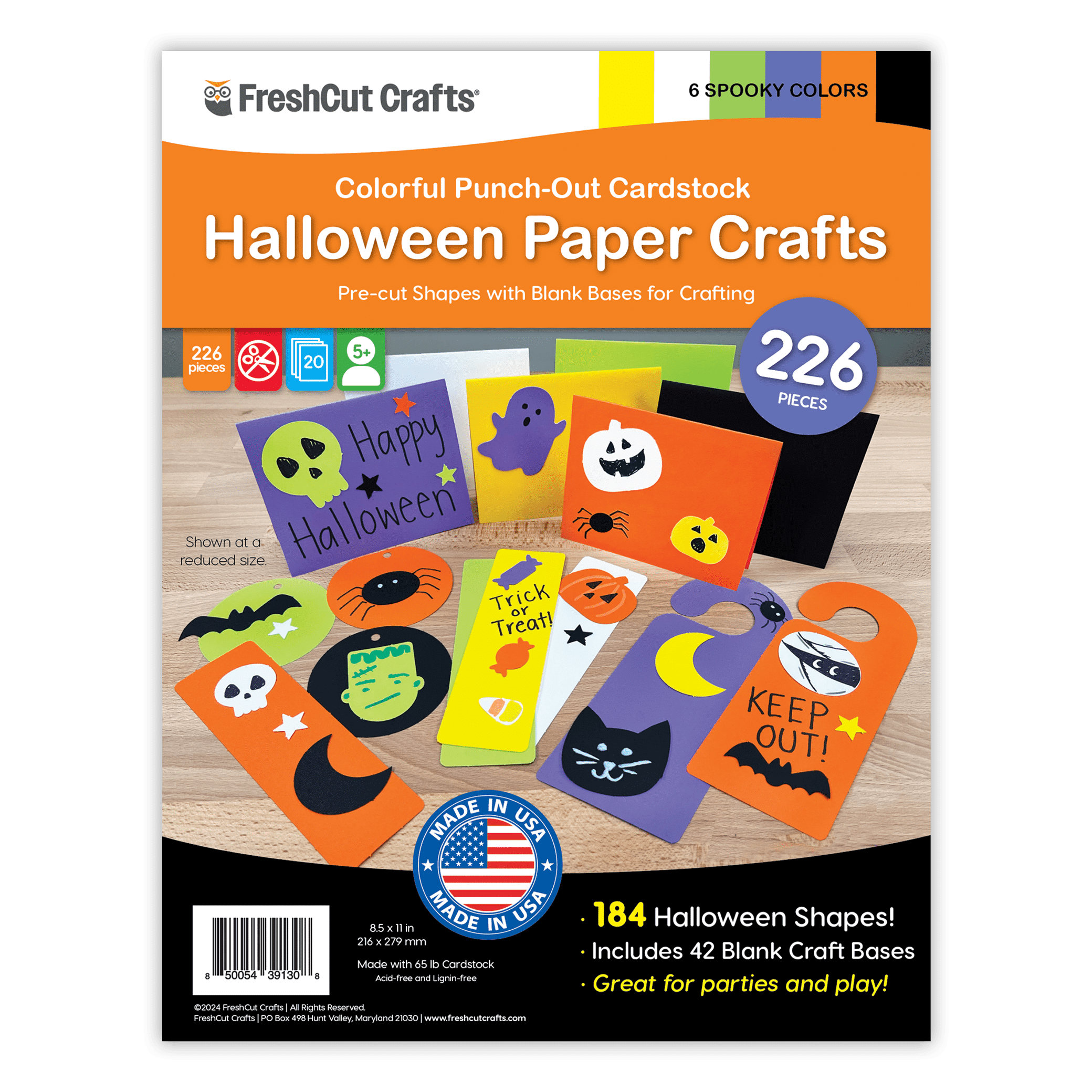 FreshCut Crafts Punch Out Paper Cutouts, Halloween Craft Kit, 226 ...