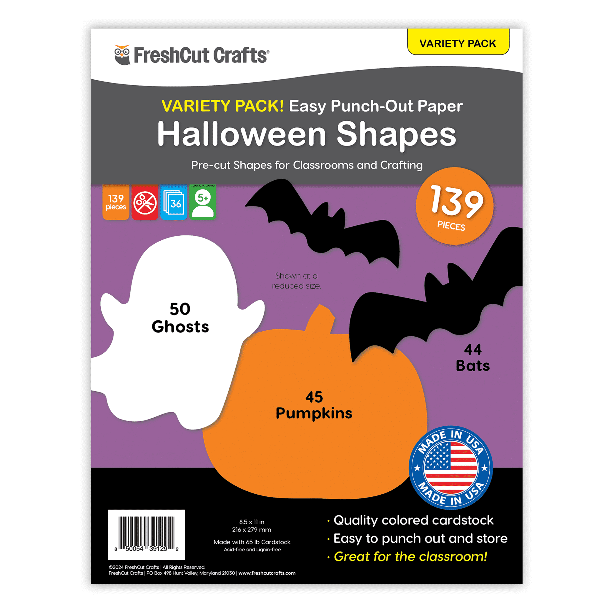 FreshCut Crafts Punch Out Paper Cutouts, Halloween Shapes, Bats, Ghosts ...