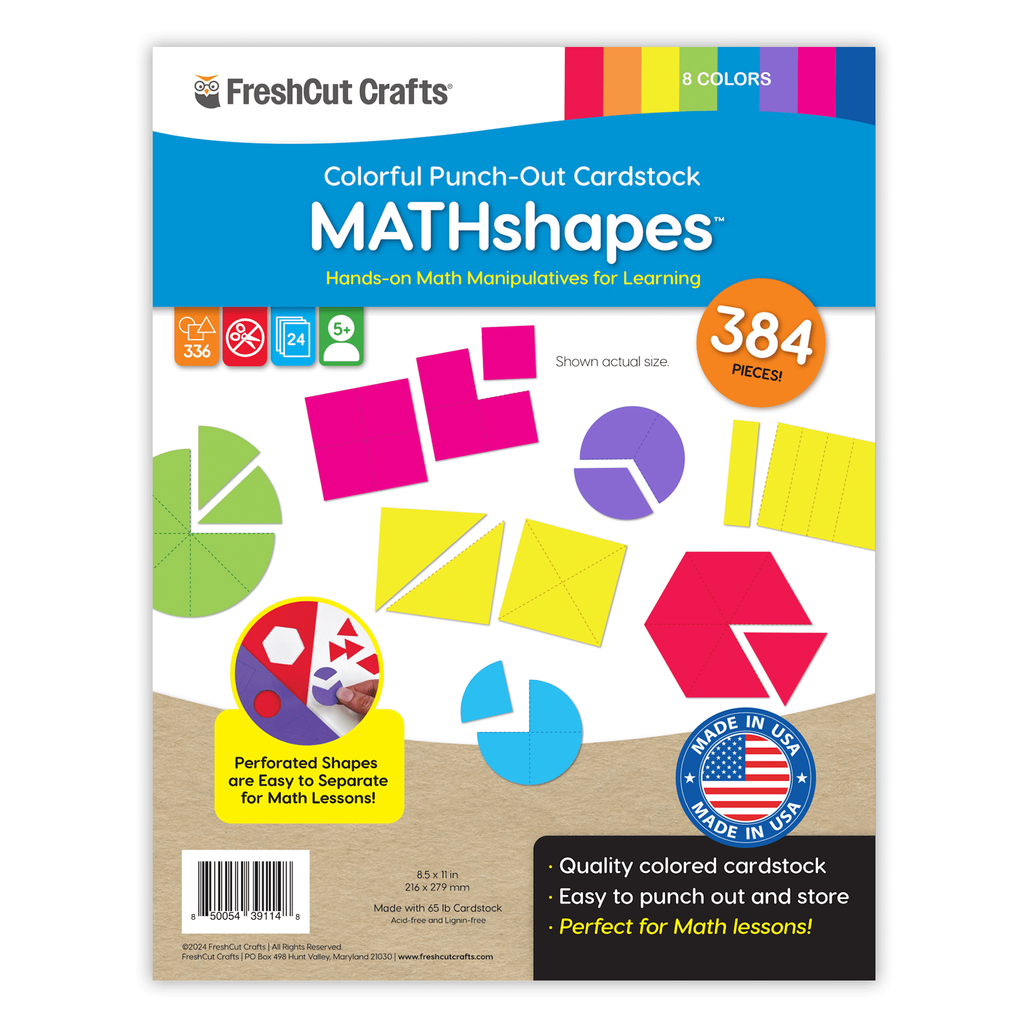 FreshCut Crafts Punch Out Paper Cutouts, MATHshapes, 384 Pieces ...
