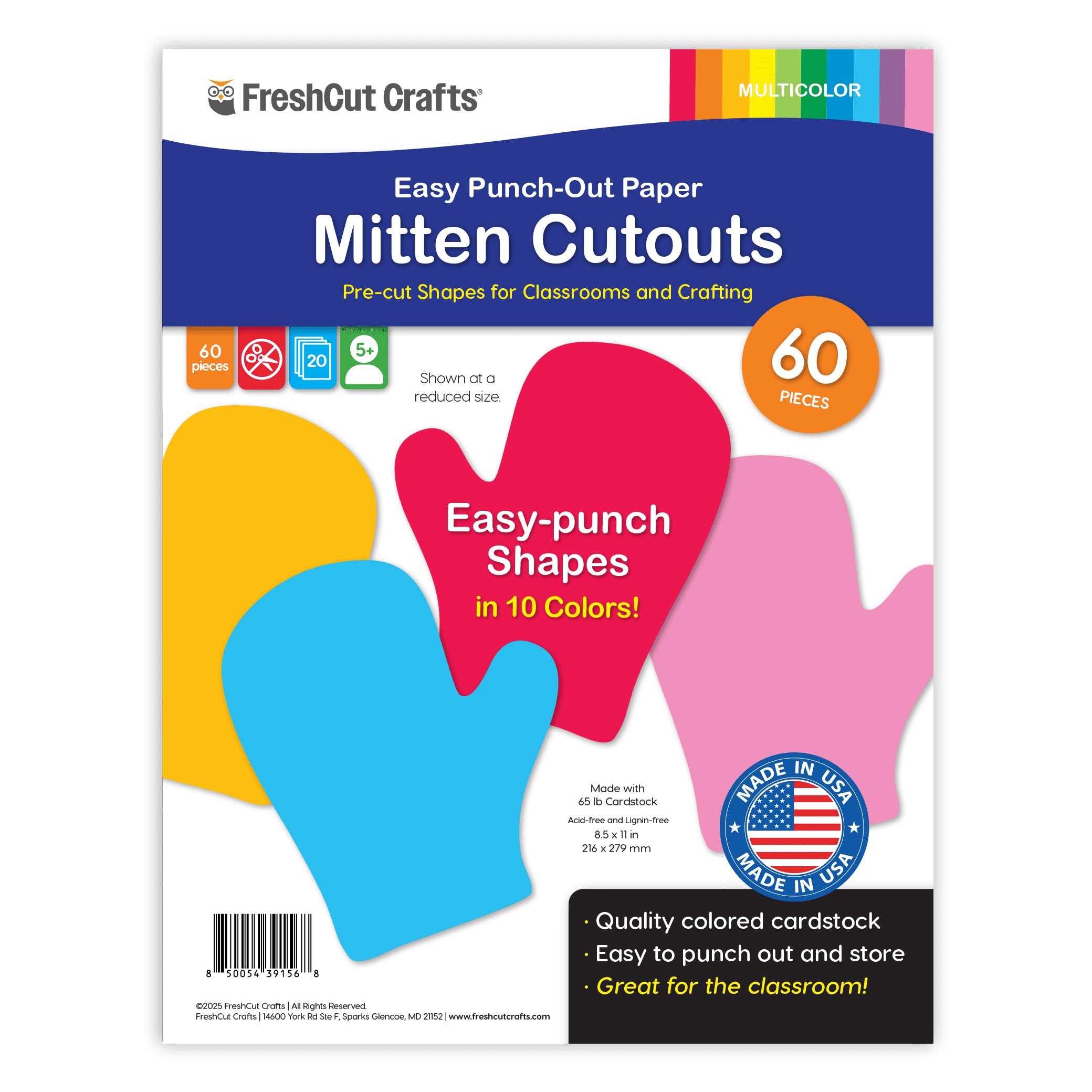 FreshCut Crafts Punch Out Paper Cutouts, Mitten Shape Cutouts ...